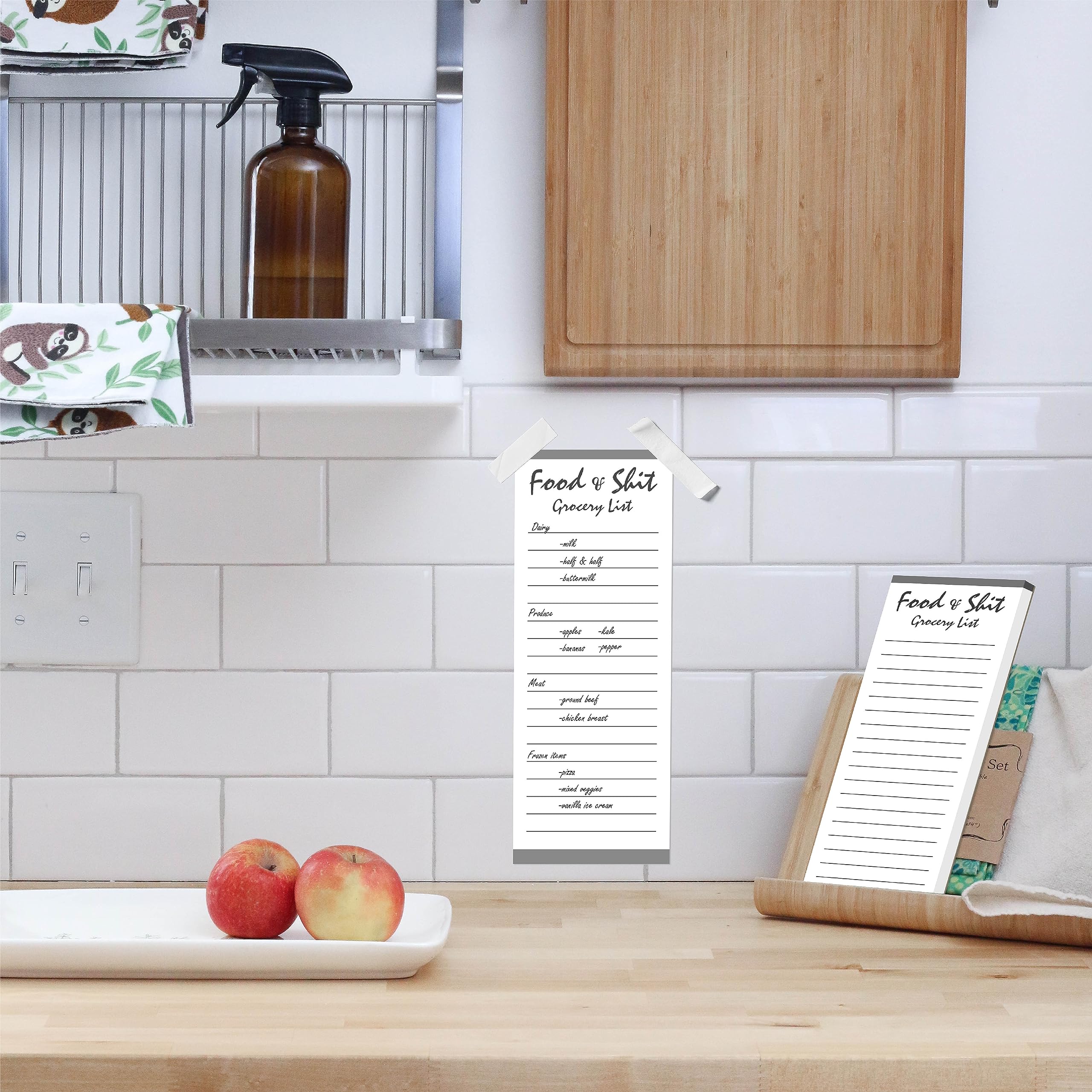 100 Pages Food&Shit Magnetic Back Funny Grocery List Planner Note Pad To Do List for Fridge Locker (3" x 8")