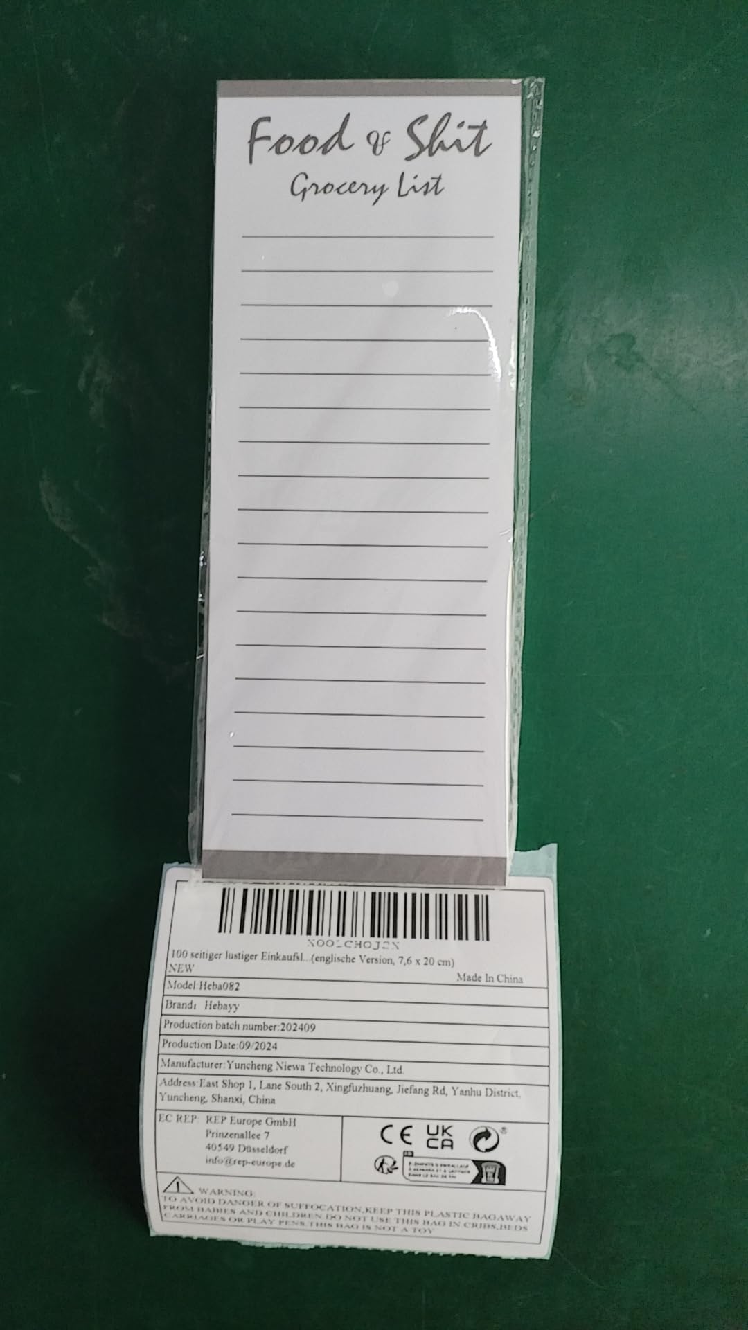 100 Pages Food&Shit Magnetic Back Funny Grocery List Planner Note Pad To Do List for Fridge Locker (3" x 8")