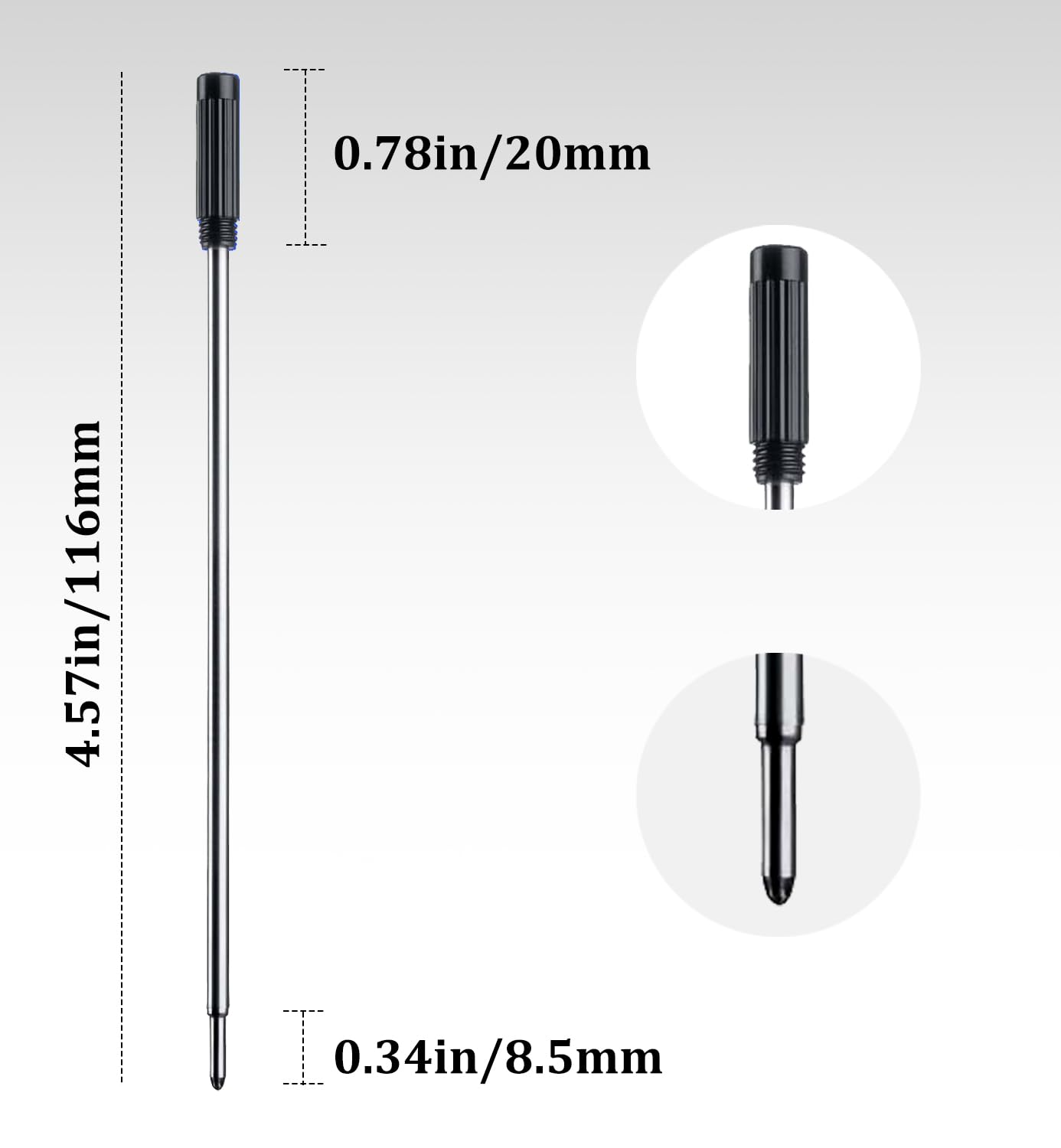Black Ink Refills (10pcs), Replaceable Pens Refills, 1mm Medium Tip - Black