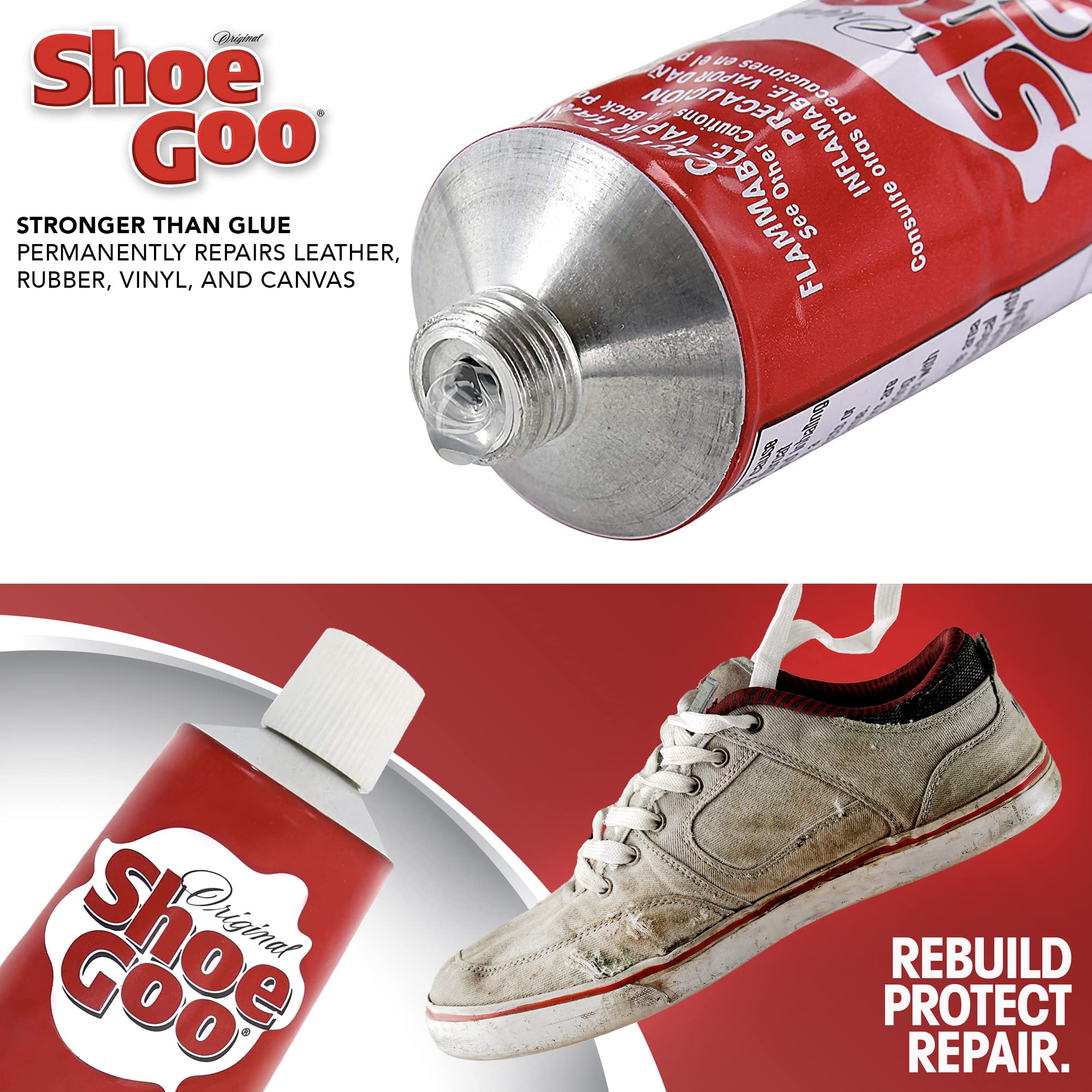 Shoe Goo Repair Adhesive for Fixing Worn Shoes or Boots, Clear, 3.7 Ounce (109.4mL), 10 Snip Tip Applicator Tips and Pixiss Spreader Tools Set.