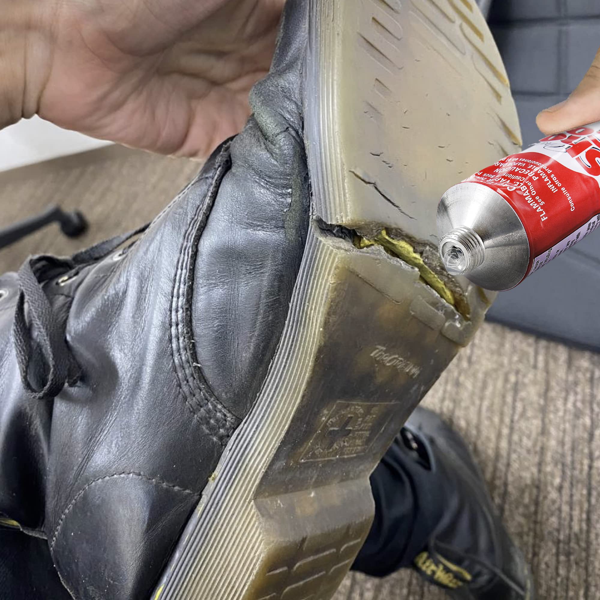 Shoe Goo Repair Adhesive for Fixing Worn Shoes or Boots, Clear, 3.7 Ounce (109.4mL), 10 Snip Tip Applicator Tips and Pixiss Spreader Tools Set.