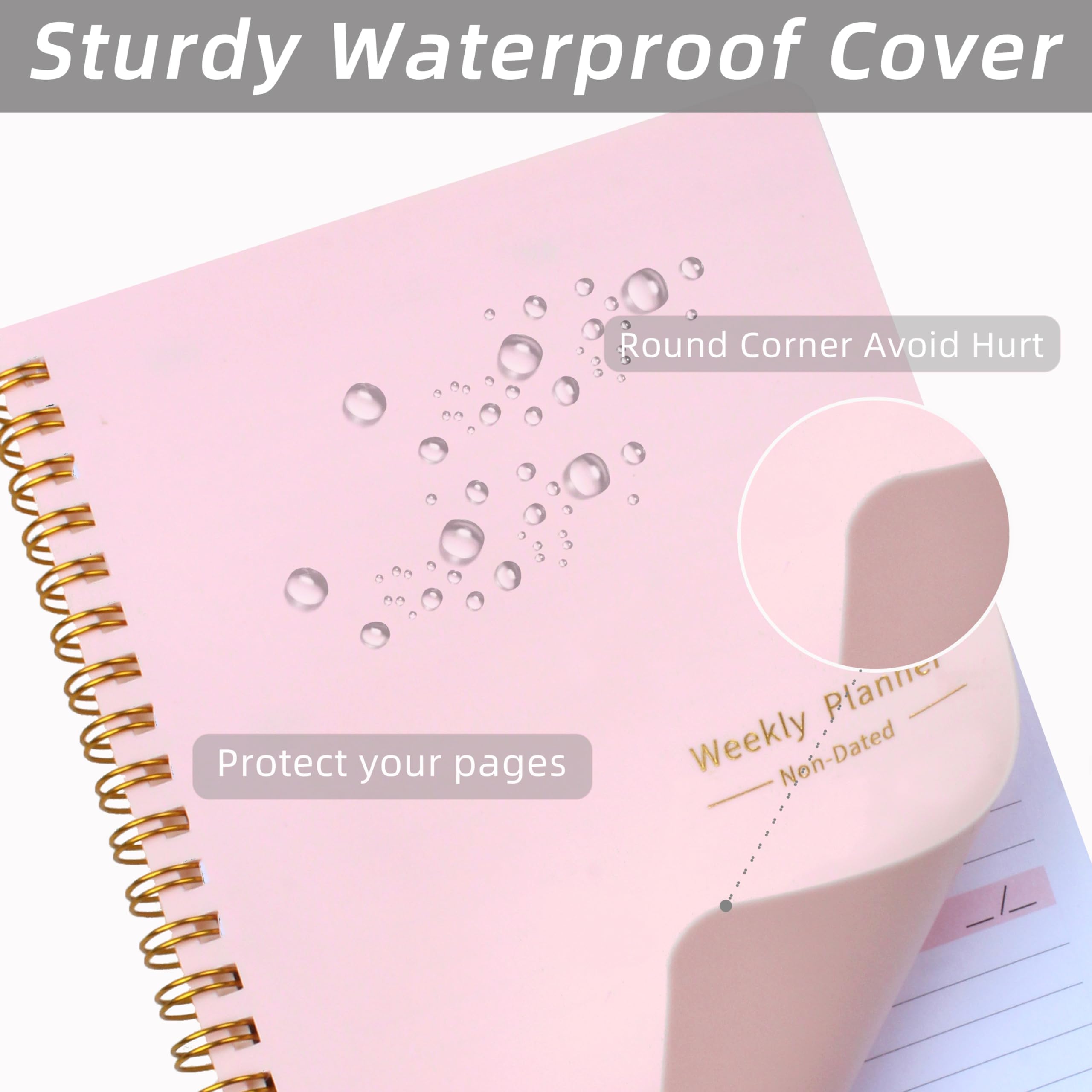 Undated Weekly Planner- Weekly Goals Notebook, A5 To Do List Planner, Habit Tracker Journal with Spiral Binding, Tracker and Goal Planner, 5.7 x 8.0 inches