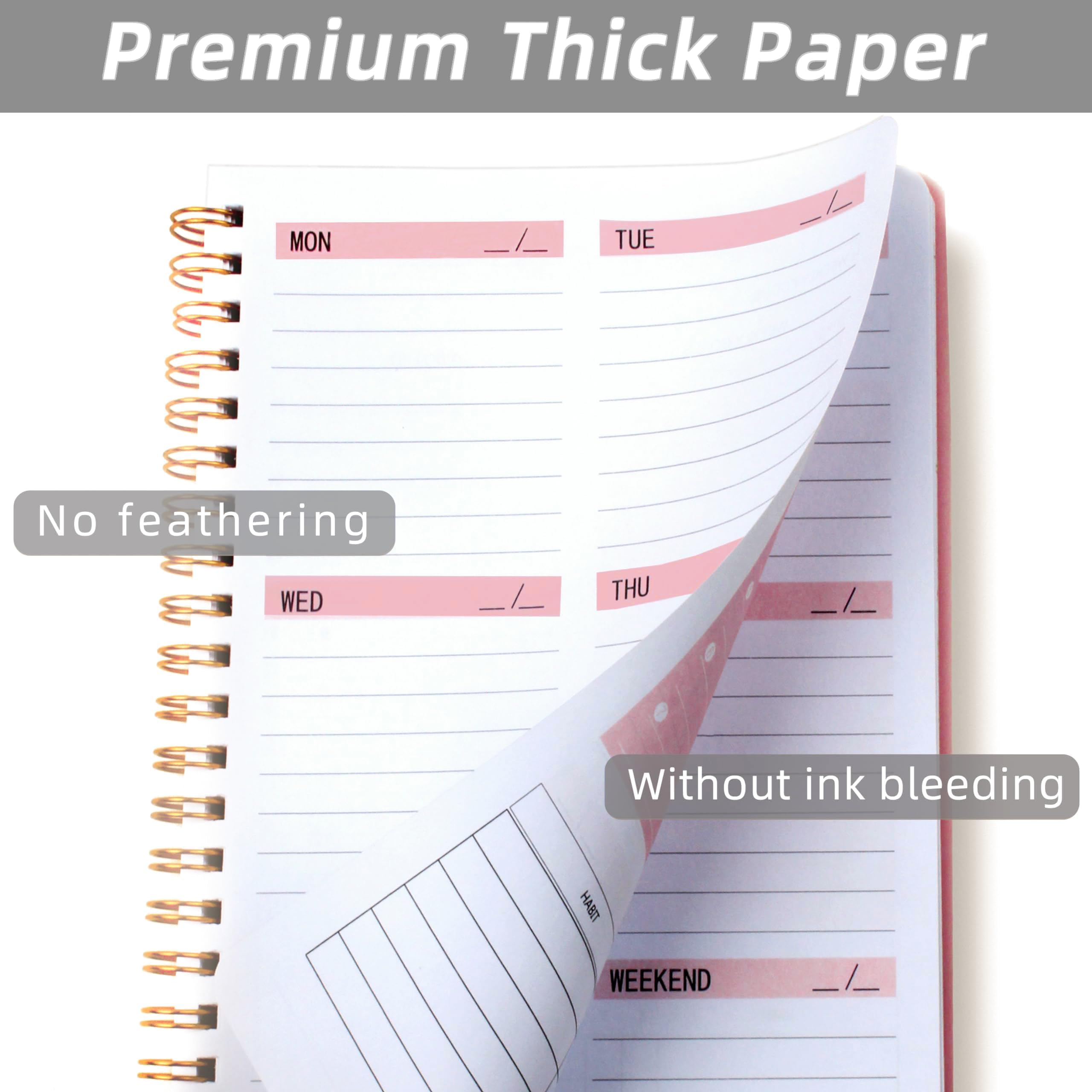 Undated Weekly Planner- Weekly Goals Notebook, A5 To Do List Planner, Habit Tracker Journal with Spiral Binding, Tracker and Goal Planner, 5.7 x 8.0 inches