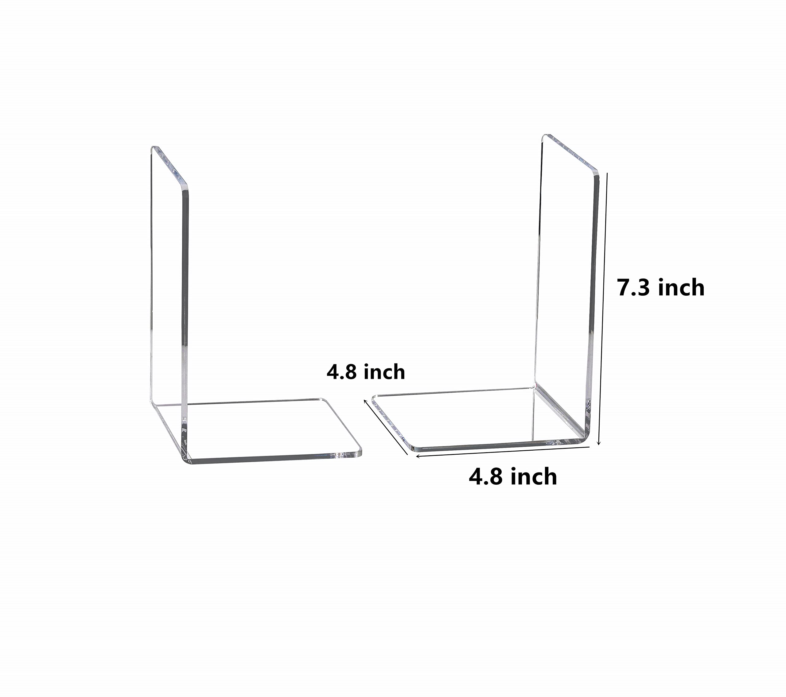 CY craft 4 Pieces Bookends,Clear Acrylic Bookends for Shelves,Heavy Duty Book Ends and Desktop Organizer,Book Stopper for Books/Movies/CDs,7.3x4.8x4.8 inch