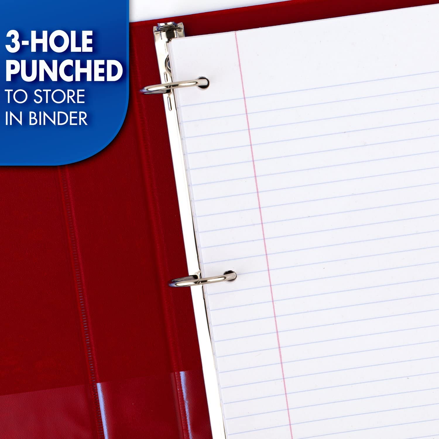 Mead Loose Leaf Paper, 3 Hole Punch Reinforced Filler Paper, College Ruled Paper, 10-1/2" x 8", 200 Sheets (15326) White