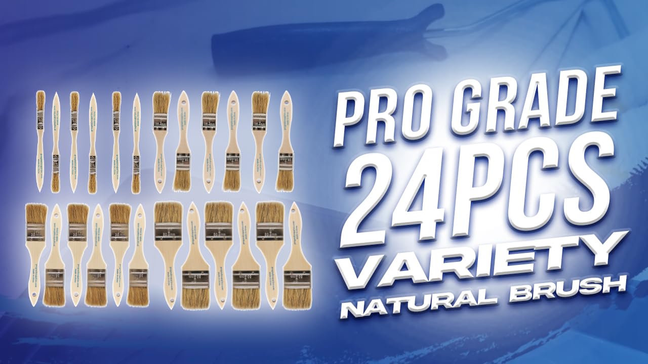 Pro Grade - Chip Paint Brushes - 24 Piece Variety Chip Brush Set