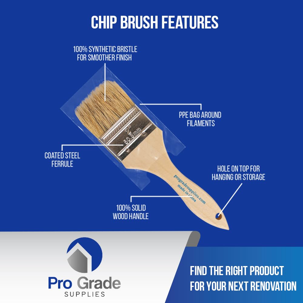 Pro Grade - Chip Paint Brushes - 24 Piece Variety Chip Brush Set