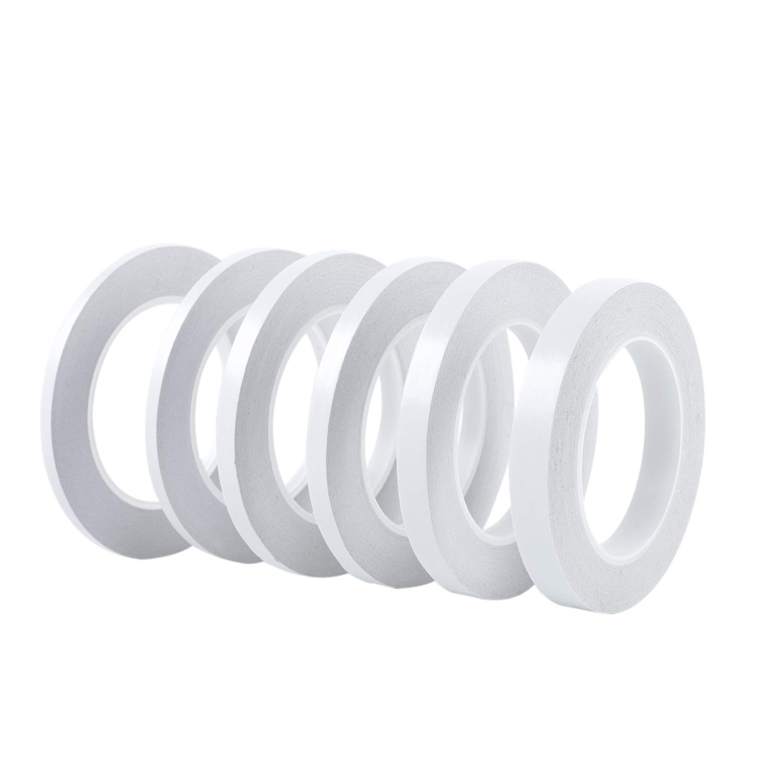 Double-Sided Tape for Arts, Crafts, Photography, Scrapbooking, Tear-by-Hand, Paper Backing (6 Rolls) (Width: 6mm/ 9mm/ 12mm/ 15mm)