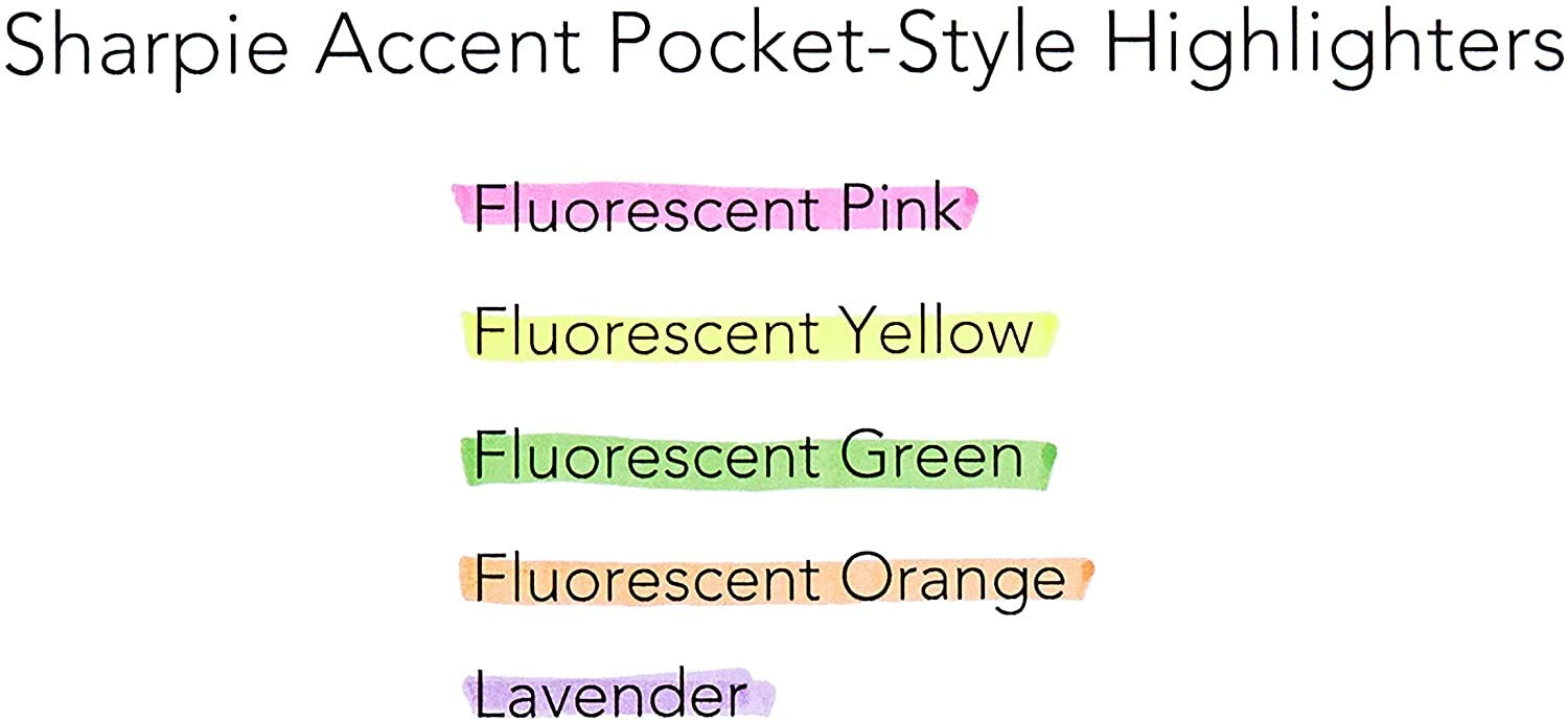 SHARPIE Accent Pocket-Style Highlighters, 2 Fluorescent Yellow Highlighters (27162PP)