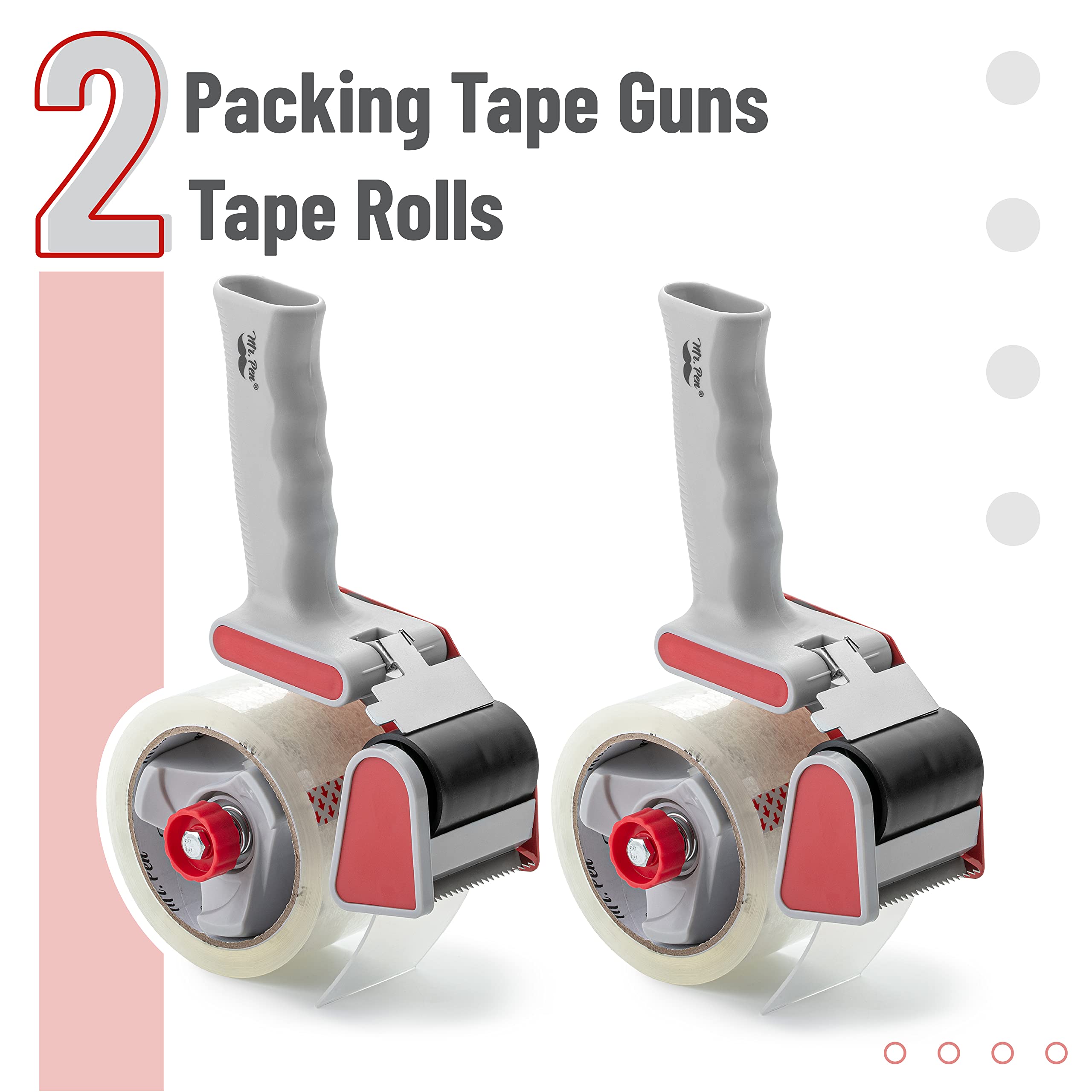 Mr. Pen - Packing Tape Dispenser Gun 2-Inch, 2 Pack with 2 Rolls Tape, Heavy Duty Packing Tape with Dispenser, Packaging Tape, Tape Gun, Clear Packing Tape, Tape Gun for Packing Boxes, Moving Tape