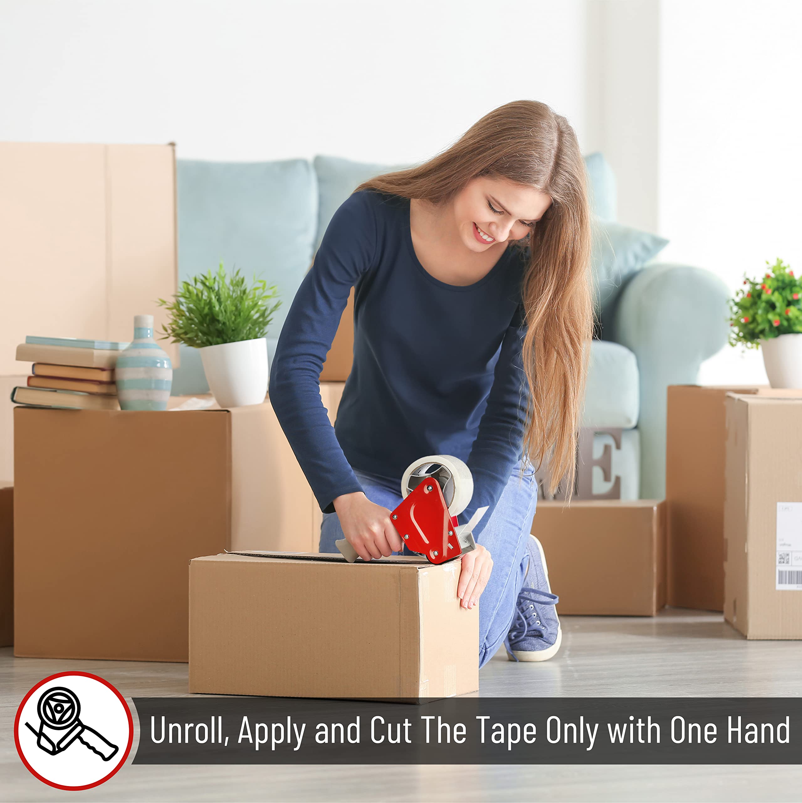 Mr. Pen - Packing Tape Dispenser Gun 2-Inch, 2 Pack with 2 Rolls Tape, Heavy Duty Packing Tape with Dispenser, Packaging Tape, Tape Gun, Clear Packing Tape, Tape Gun for Packing Boxes, Moving Tape