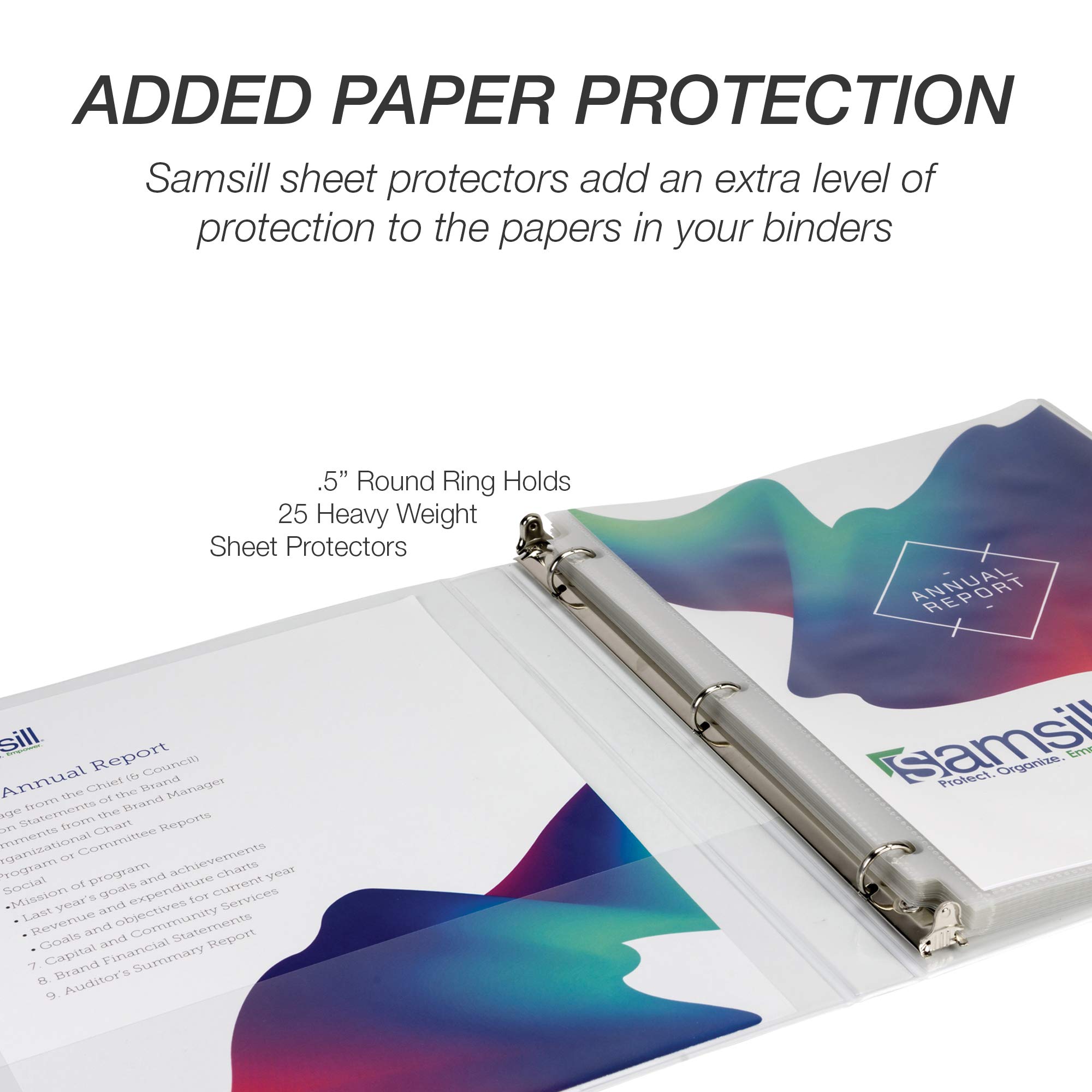 Samsill Durable .5 Inch Binder, Made in The USA, Round Ring Customizable Clear View Binder, White, 8 Pack (S88417)