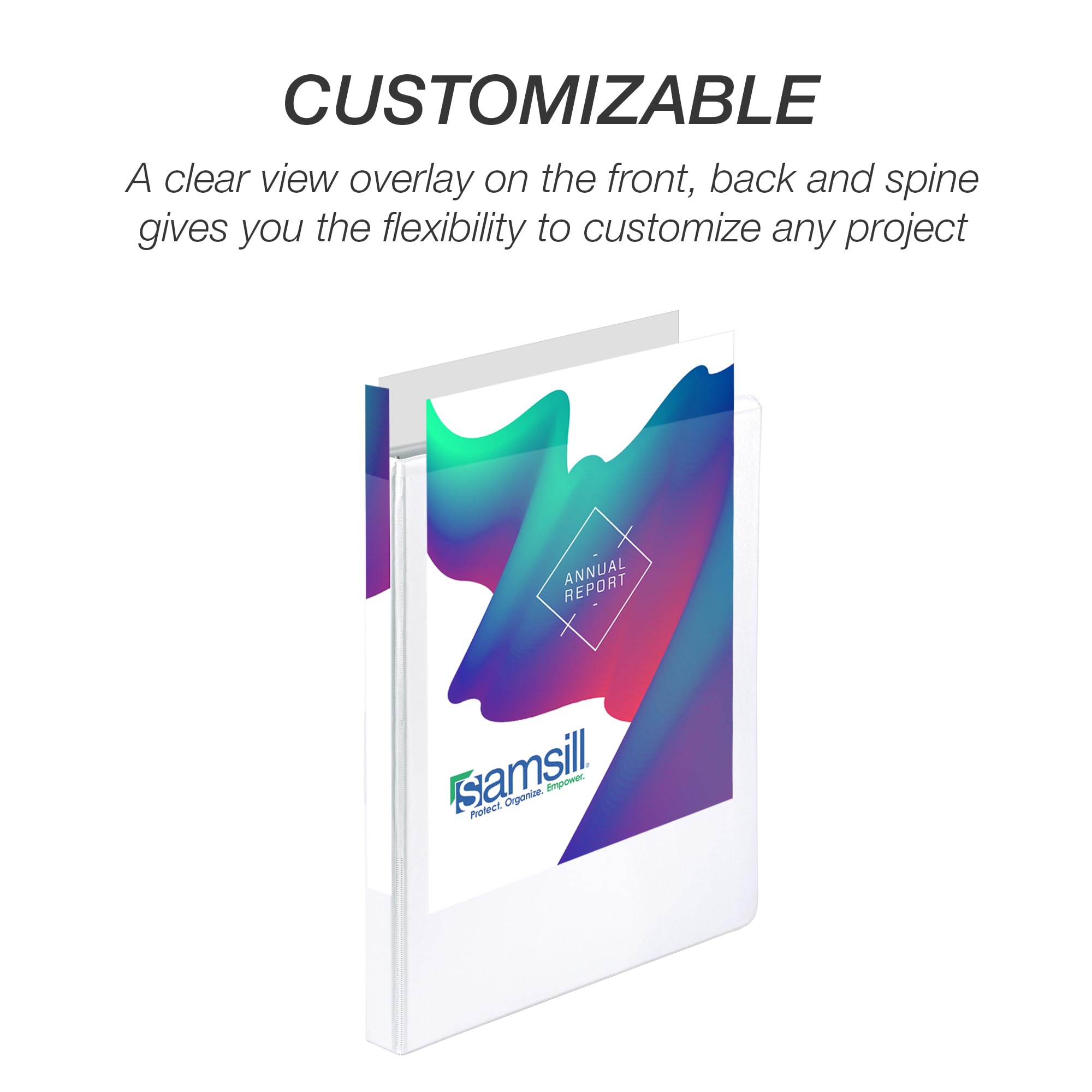 Samsill Durable .5 Inch Binder, Made in The USA, Round Ring Customizable Clear View Binder, White, 8 Pack (S88417)