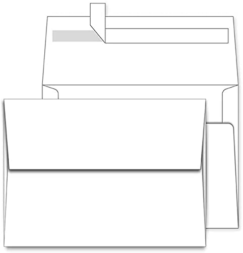 A7 White Envelopes 100 Pack 5X7 Envelopes Printable - Quick Self Seal,for 5x7 Cards| Perfect for Weddings, Invitations, Photos, Graduation, Baby Shower| 5.25 x 7.25 inches，AZAZA