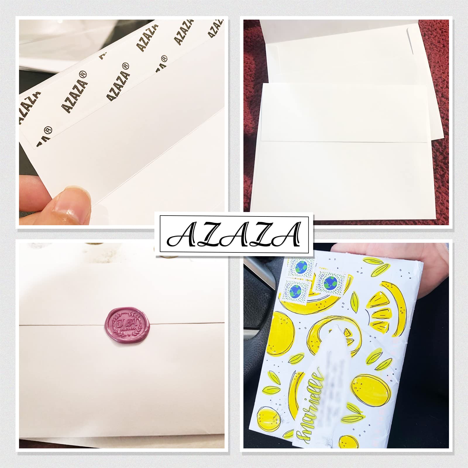 A7 White Envelopes 100 Pack 5X7 Envelopes Printable - Quick Self Seal,for 5x7 Cards| Perfect for Weddings, Invitations, Photos, Graduation, Baby Shower| 5.25 x 7.25 inches,AZAZA