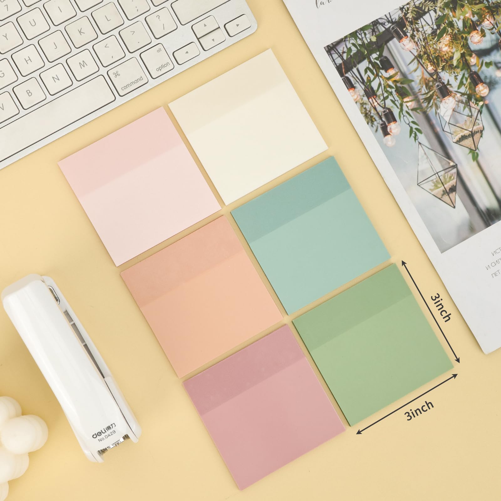 EOOUT 300 Sheets Pastel Transparent Sticky Notes, 6 Pads, 3x3 Inch, 6 Colors Clear Self-Sticky Notes, Translucent Adhesive Sticky Notes, for Bible Tabs, Book Tabs, School Supplies for College, Office