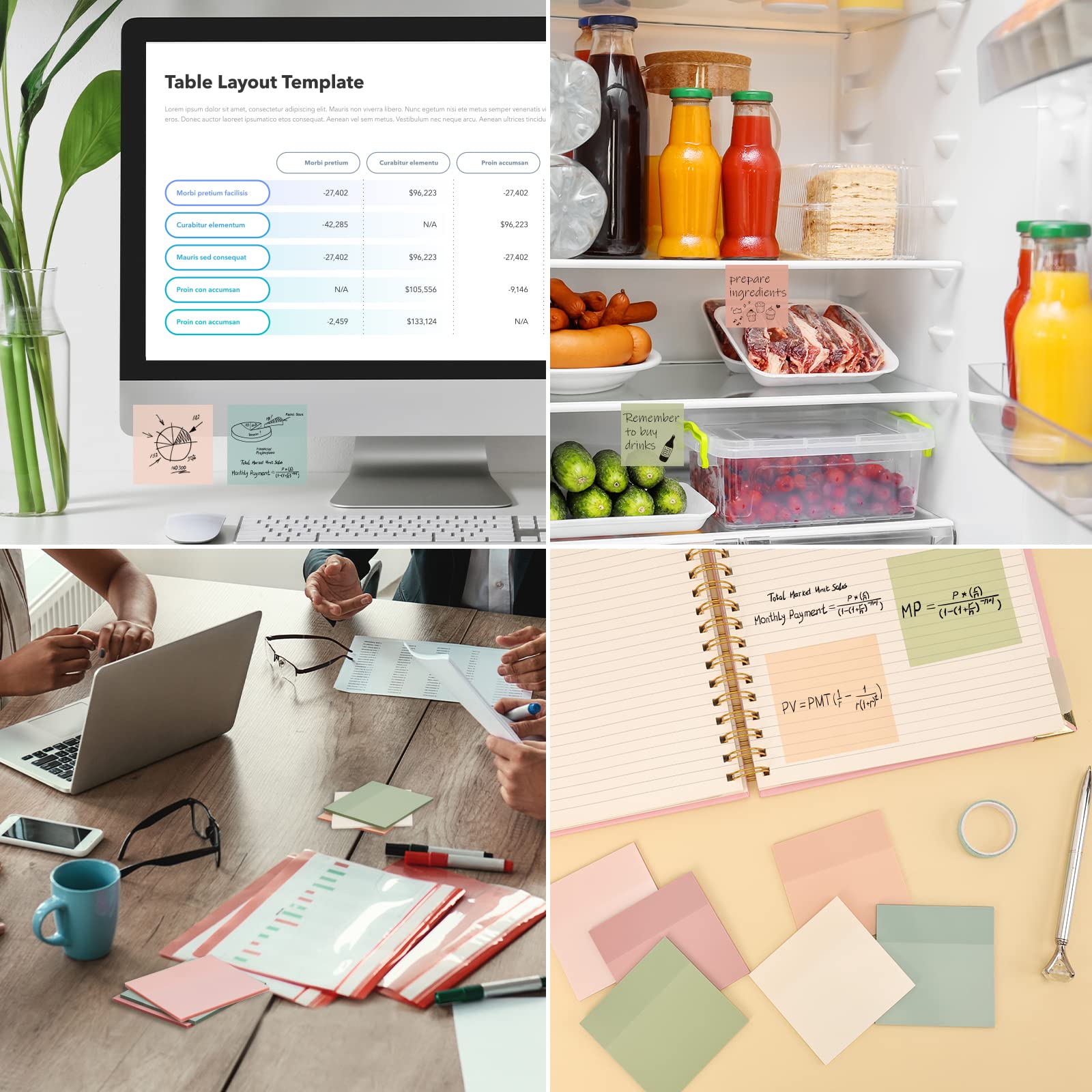 EOOUT 300 Sheets Pastel Transparent Sticky Notes, 6 Pads, 3x3 Inch, 6 Colors Clear Self-Sticky Notes, Translucent Adhesive Sticky Notes, for Bible Tabs, Book Tabs, School Supplies for College, Office