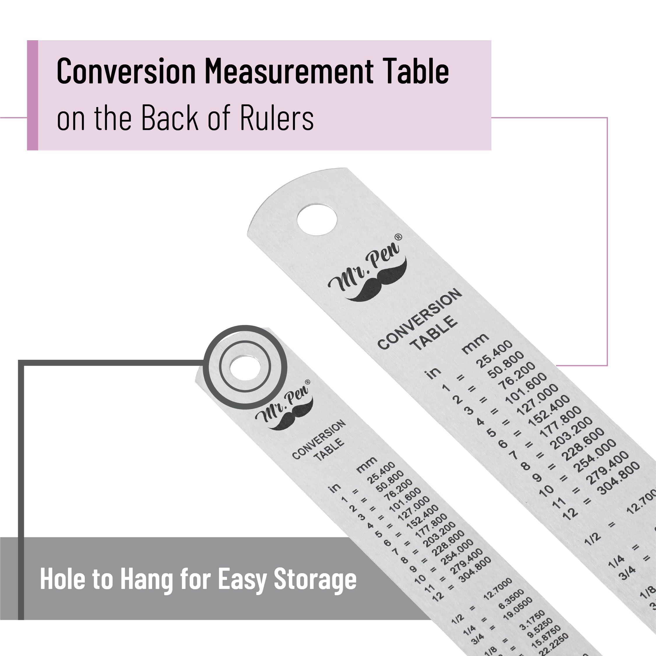 Mr. Pen Steel Rulers, 6 inch and 12 inch Metal Rulers, Pack of 2