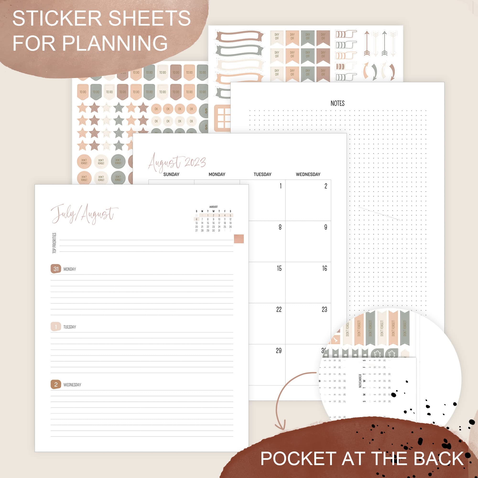 Simplified 2023 Daily Planner - Beautiful 8.5" x 10.5" Abstract Planner Notebook With Weekly And Monthly Spreads for Easy Planning - Perfect To Organize All Your Tasks and Boost Productivity