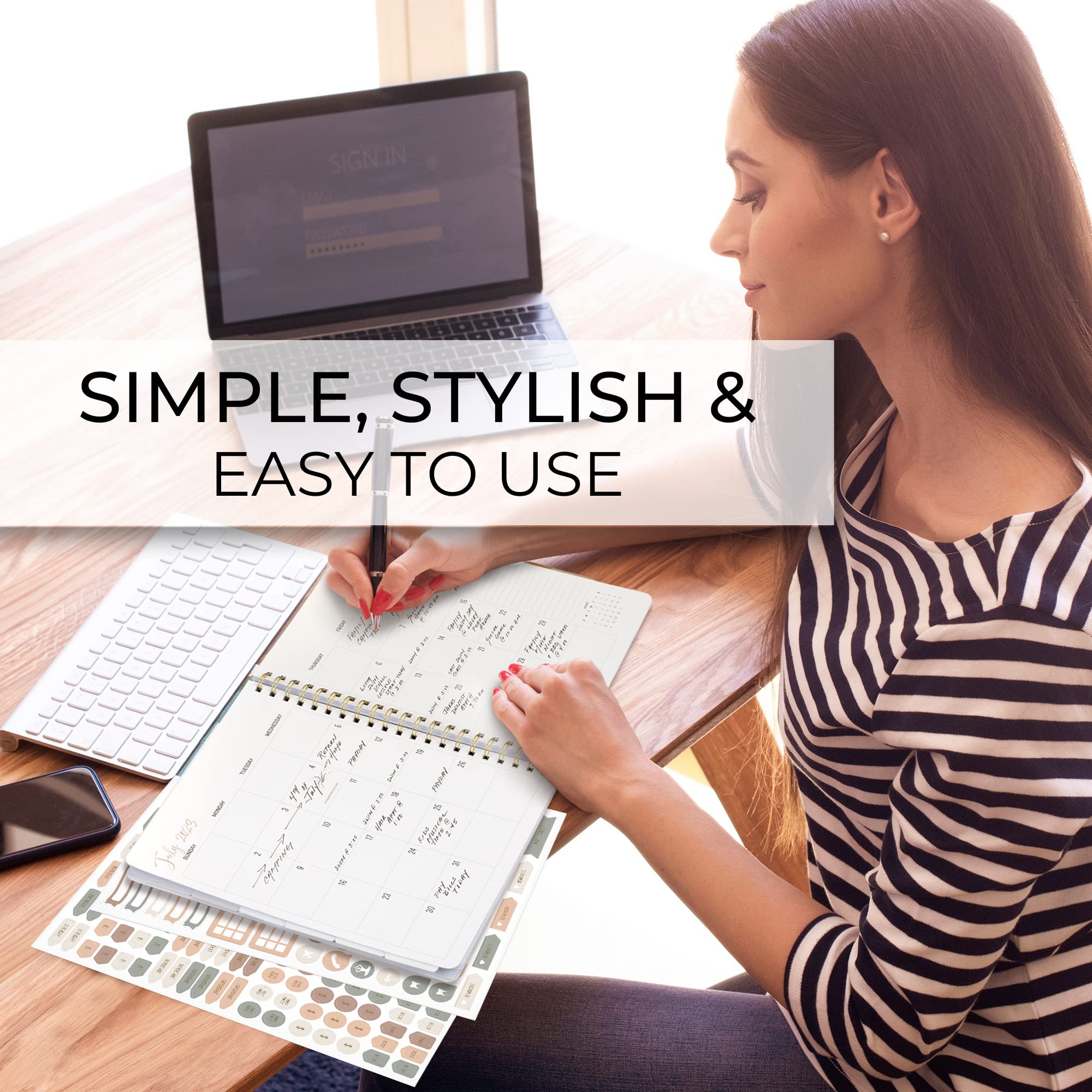 Simplified 2023 Daily Planner - Beautiful 8.5" x 10.5" Abstract Planner Notebook With Weekly And Monthly Spreads for Easy Planning - Perfect To Organize All Your Tasks and Boost Productivity
