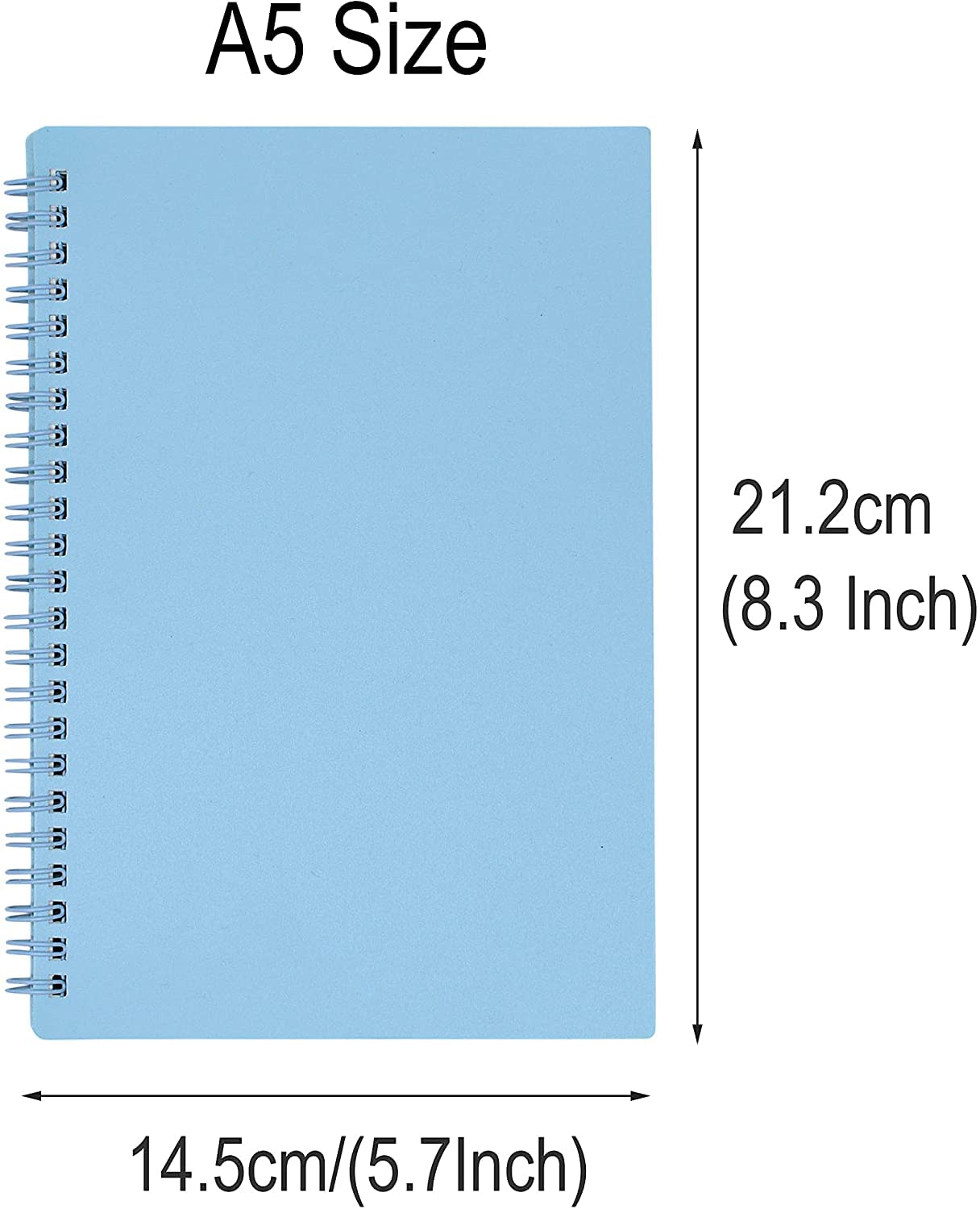 Spiral Notebook, 3 Pcs A5 Thick Plastic Hardcover 8mm Ruled 3 Color 80 Sheets -160 Pages Journals for Study and Notes (Light Pink,Light Green,Light Blue, A5 5.7" x 8.3"-Ruled)