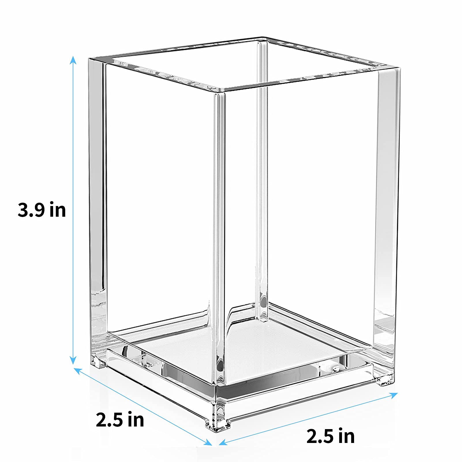 MaxGear Pen Holder 2 Pack Clear Acrylic Pencil Holder for Desk, Pencil Cups Desk Accessories Holder, Makeup Brush Storage Organizer, Desktop Stationery Organizer for Office School Home Supplies