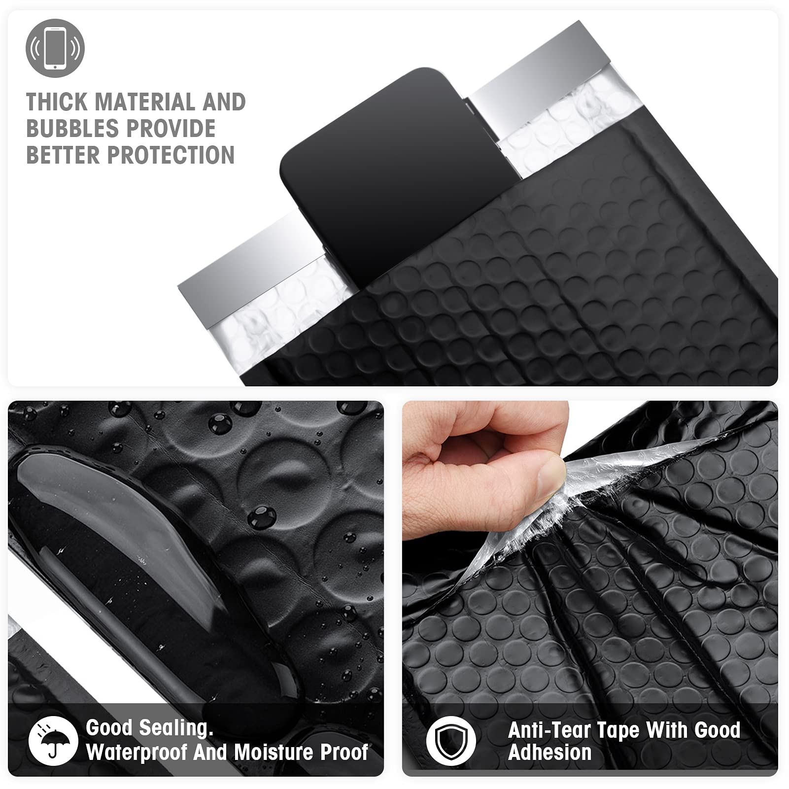 Metronic Bubble Mailers 6x10 Inch 25 Pack, Waterproof Padded Envelopes, Cushioning Self Seal Adhesive Padded Mailers for Shipping Bags,Boutique,Small Business,Black Bulk #0