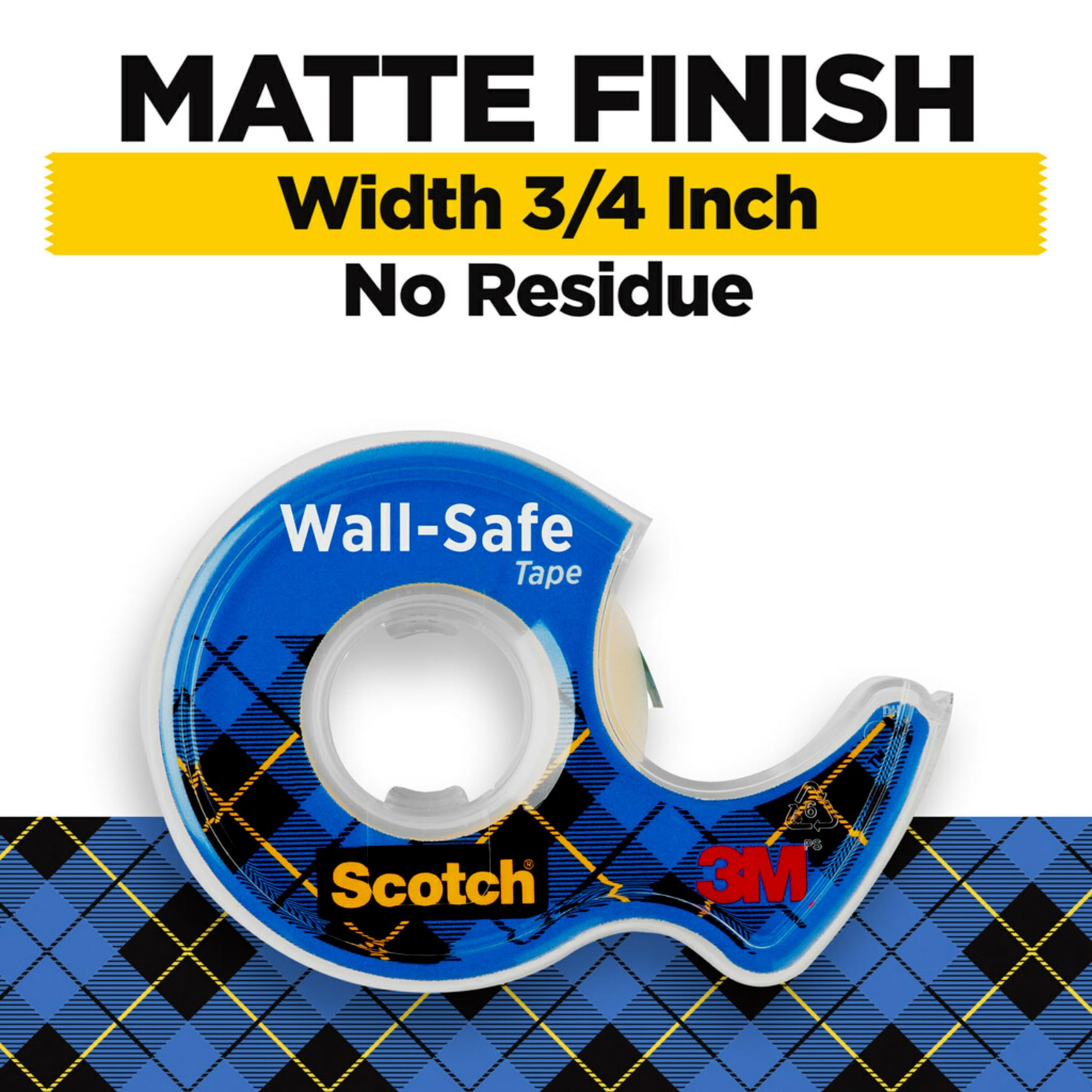 Scotch Wall-Safe Tape, 2 Dispensered Rolls, Sticks Securely, Removes Cleanly, Invisible, Designed for Displaying, Photo Safe, 3/4 in x 600 in (183-DM2)