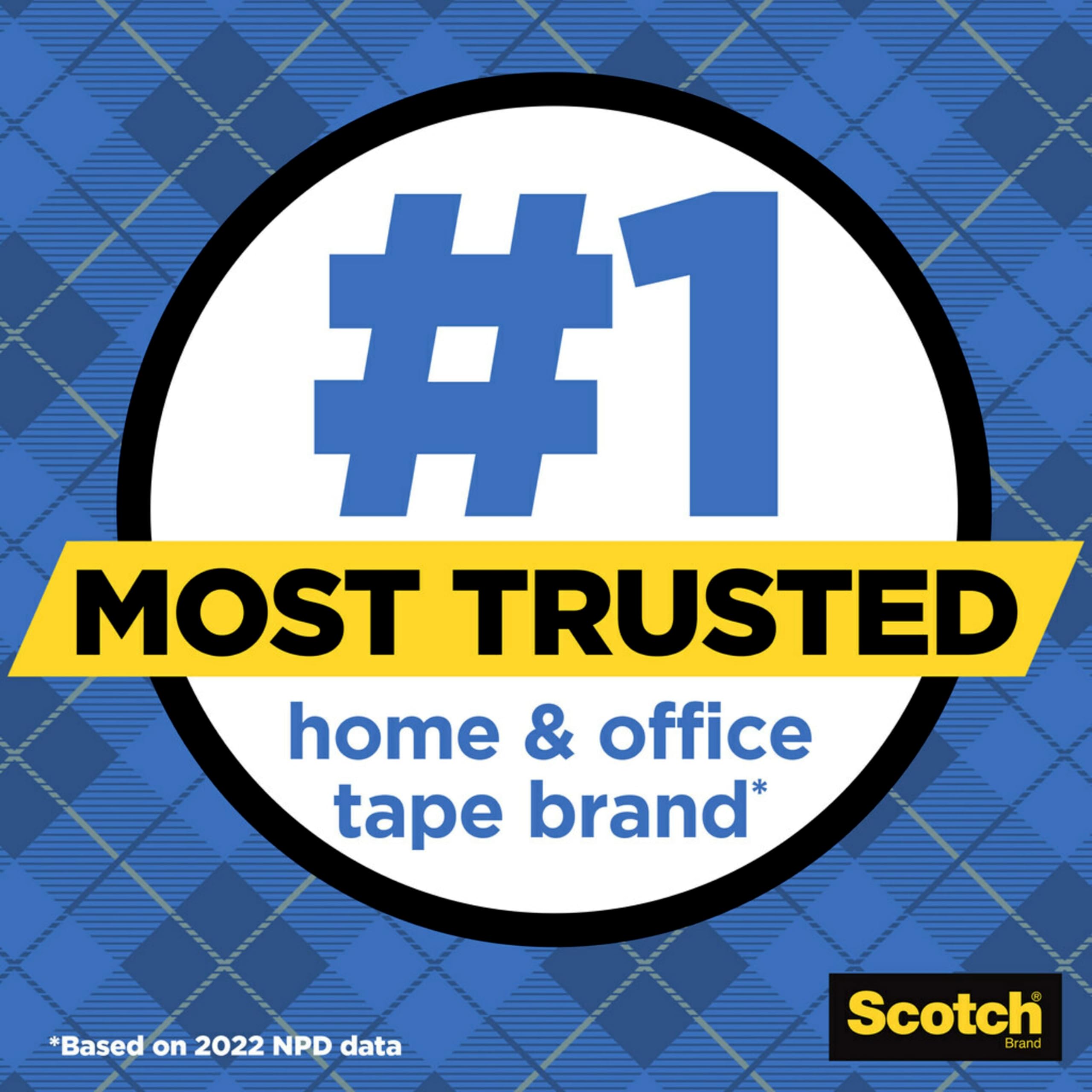 Scotch Wall-Safe Tape, 2 Dispensered Rolls, Sticks Securely, Removes Cleanly, Invisible, Designed for Displaying, Photo Safe, 3/4 in x 600 in (183-DM2)