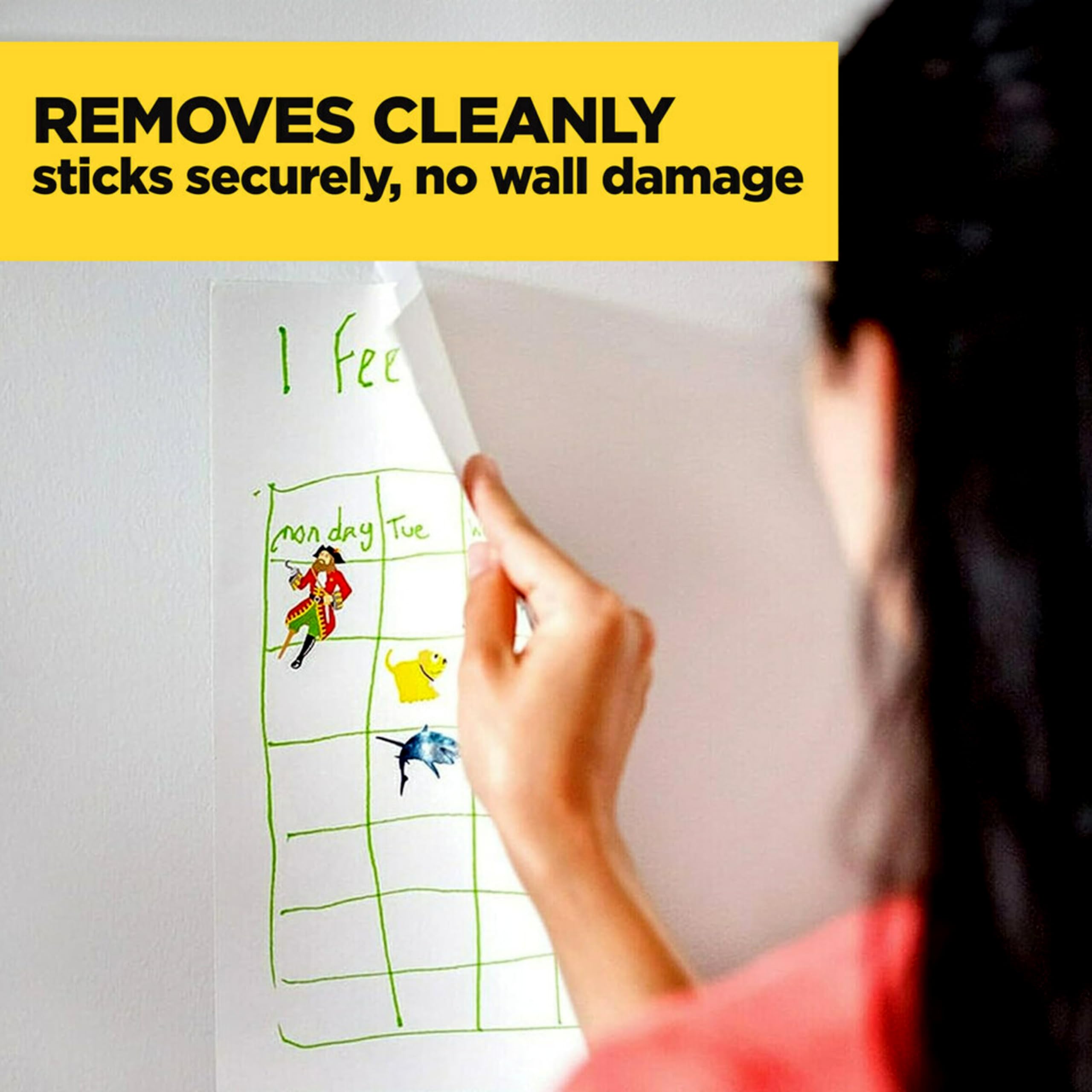 Scotch Wall-Safe Tape, 2 Dispensered Rolls, Sticks Securely, Removes Cleanly, Invisible, Designed for Displaying, Photo Safe, 3/4 in x 600 in (183-DM2)