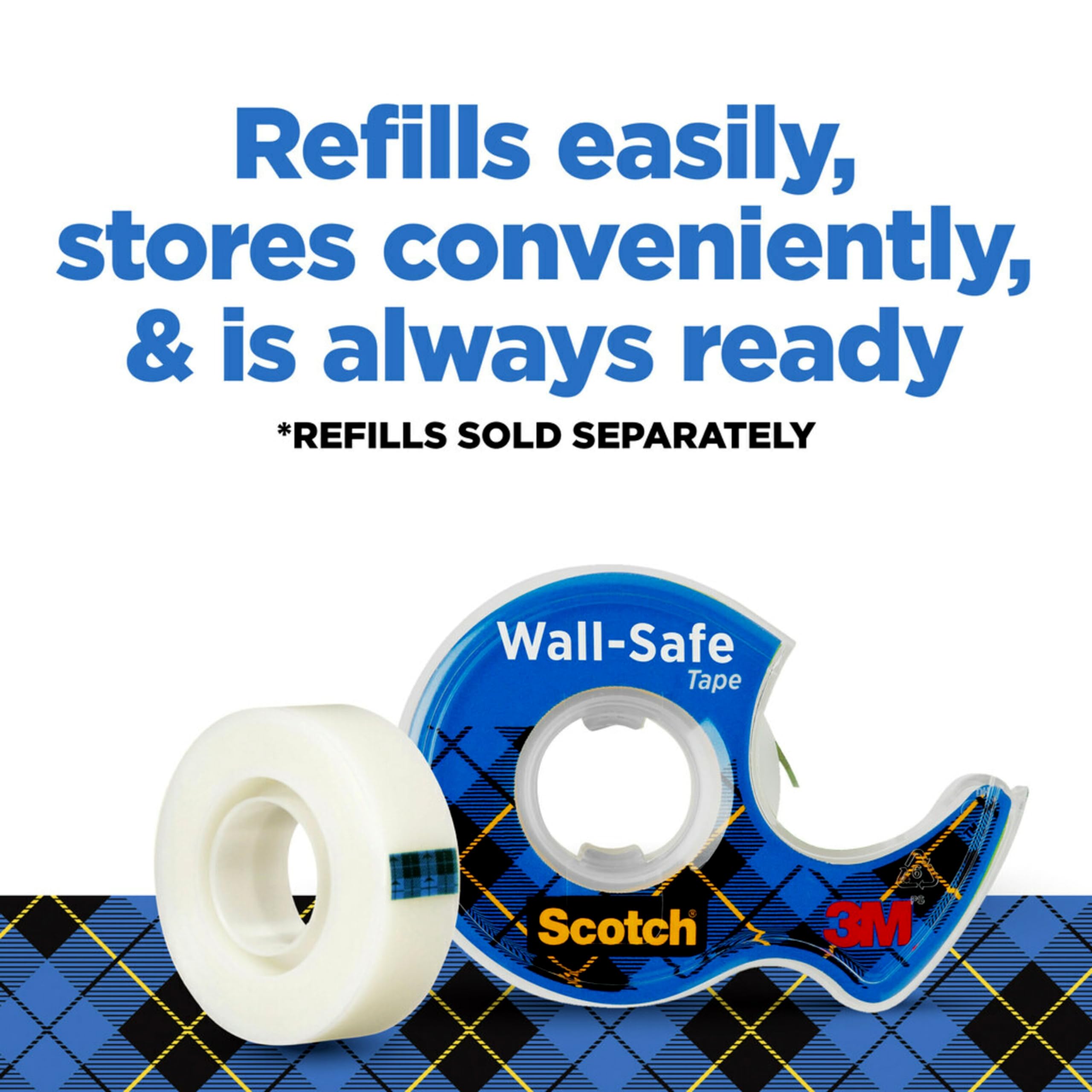 Scotch Wall-Safe Tape, 2 Dispensered Rolls, Sticks Securely, Removes Cleanly, Invisible, Designed for Displaying, Photo Safe, 3/4 in x 600 in (183-DM2)