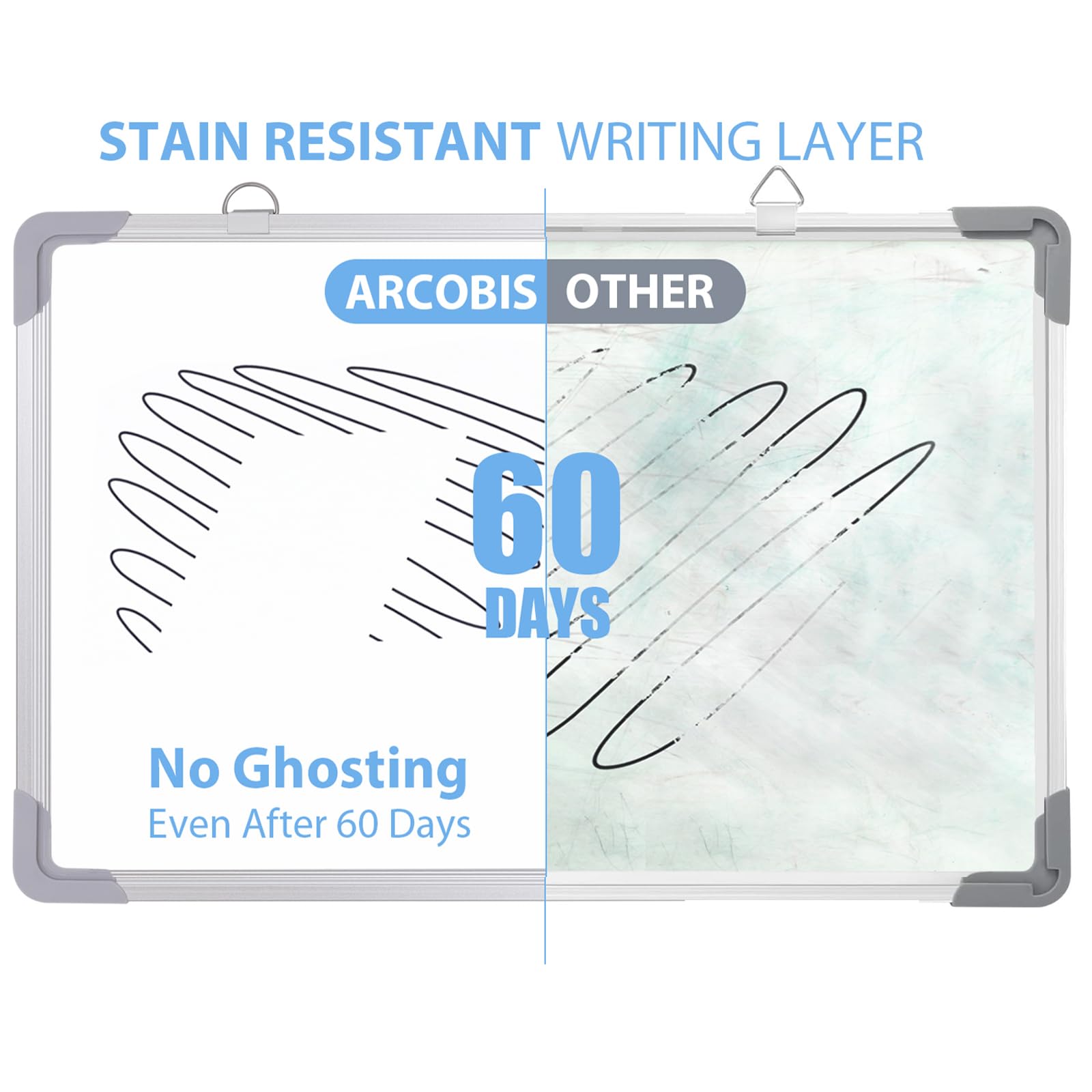 Small White Board Dry Erase for Wall, ARCOBIS 12" x 16" Magnetic Hanging Double-Sided Whiteboard, Portable Mini White Board for Kids Drawing, Kitchen Grocery List, Cubicle Planning Memo Board