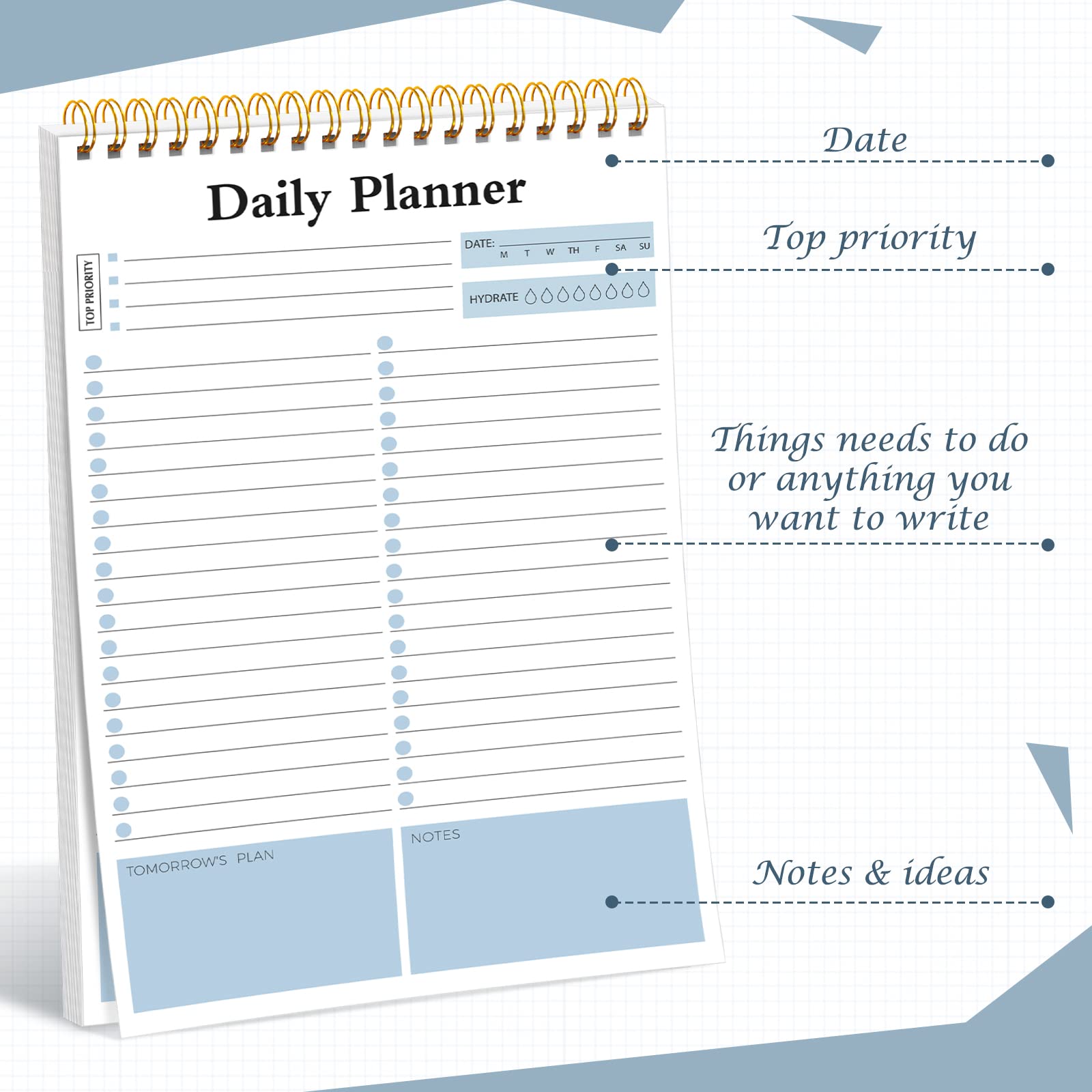 Hotop 6 Pack To Do List Notepad Daily Planner Notepad to Do Notebook Daily To Do List Notebook Daily To Do Notepads for Adults and Kids Classroom Office, 30 Sheets/ Pack (Mixed Colors, Fresh Style)