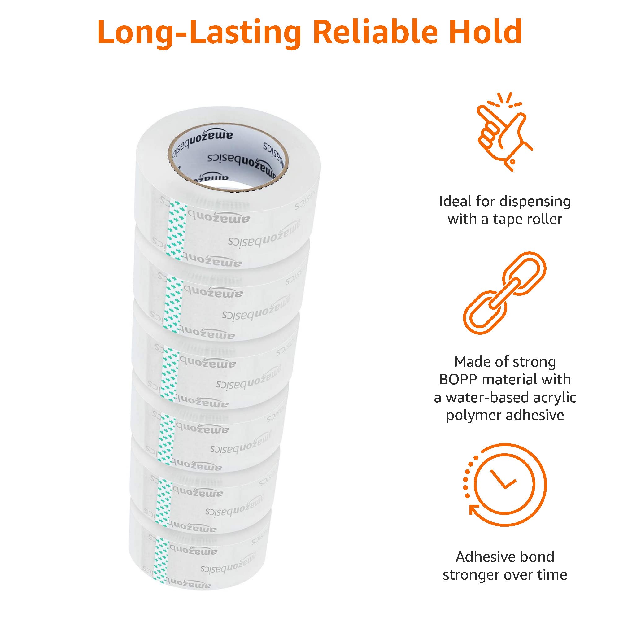Amazon Basics Packing Tape, Designed for Moving, Storage and Packing, Shipping and Mailing, 1.88-Inch Wide x 109 Yards, Crystal Clear, 6-Pack