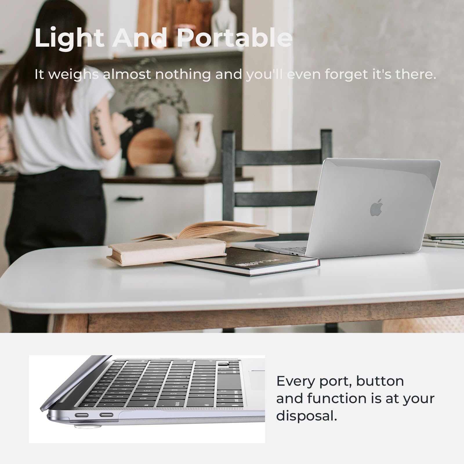 EooCoo Compatible with MacBook Air 13 inch Case 2021 2020 2019 2018 M1 A2337 A2179 A1932 with Retina Display Touch ID,Case + TPU Keyboard Skin Cover + Screen Protector - Crystal Clear