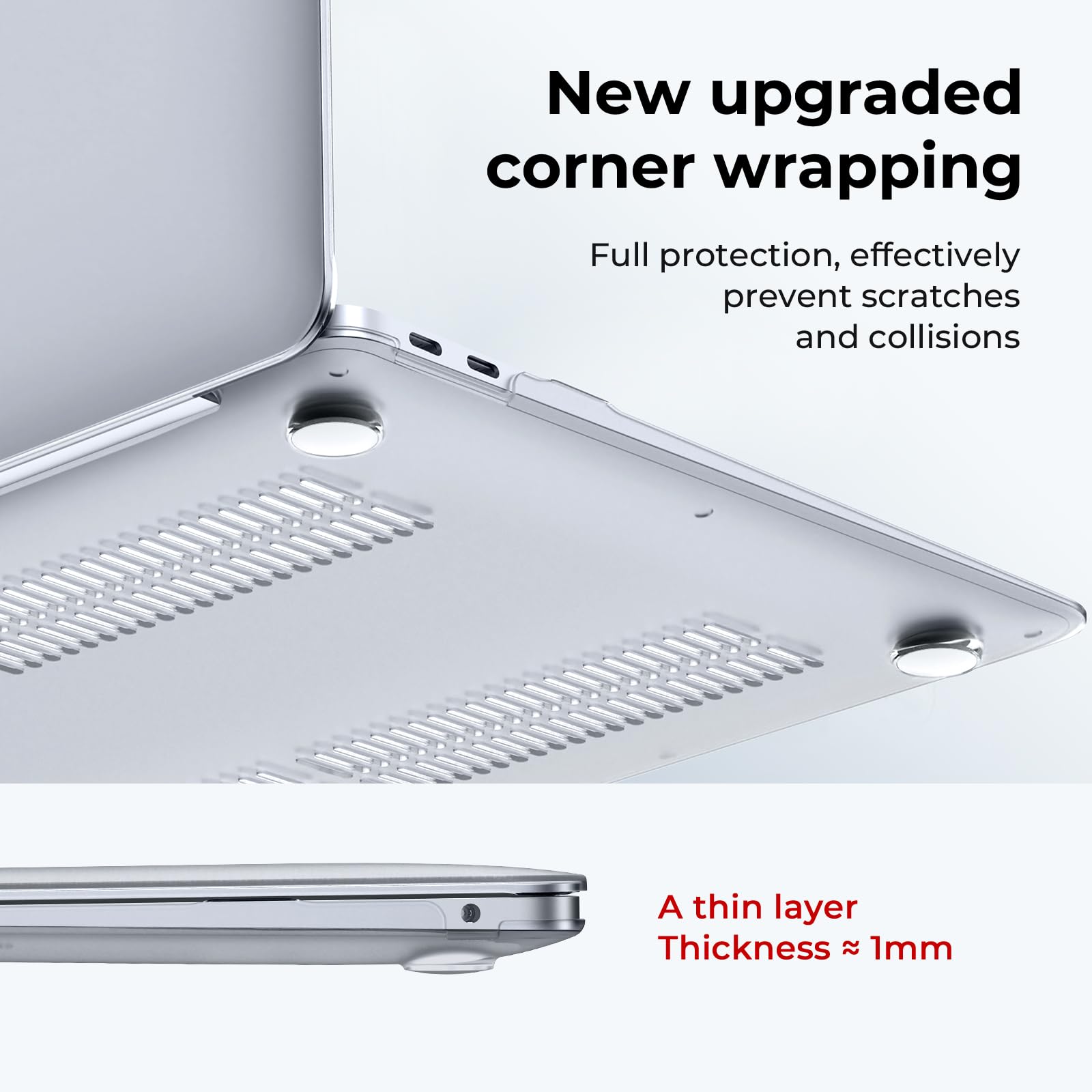 EooCoo Compatible with MacBook Air 13 inch Case 2021 2020 2019 2018 M1 A2337 A2179 A1932 with Retina Display Touch ID,Case + TPU Keyboard Skin Cover + Screen Protector - Crystal Clear