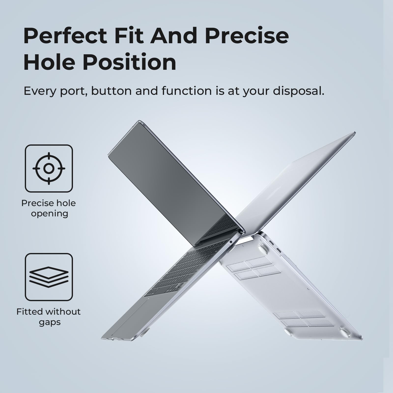 EooCoo Compatible with MacBook Air 13 inch Case 2021 2020 2019 2018 M1 A2337 A2179 A1932 with Retina Display Touch ID,Case + TPU Keyboard Skin Cover + Screen Protector - Crystal Clear