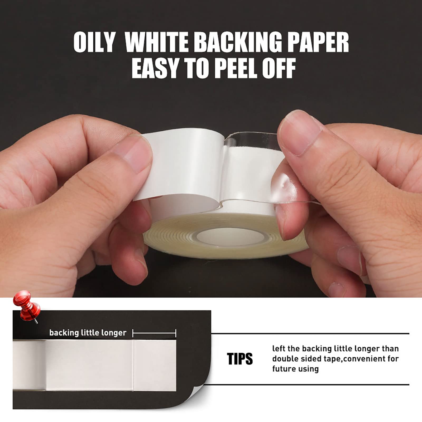 Maxwel Manufacturing Double Sided Tape Heavy Duty - 1/2 in 10 Ft Acrylic Sticky Mounting Tape Clear Removable Strong Two Sided Adhesive for Sign/Photo/Poster/Picture Mount(Pack of 1 Roll)