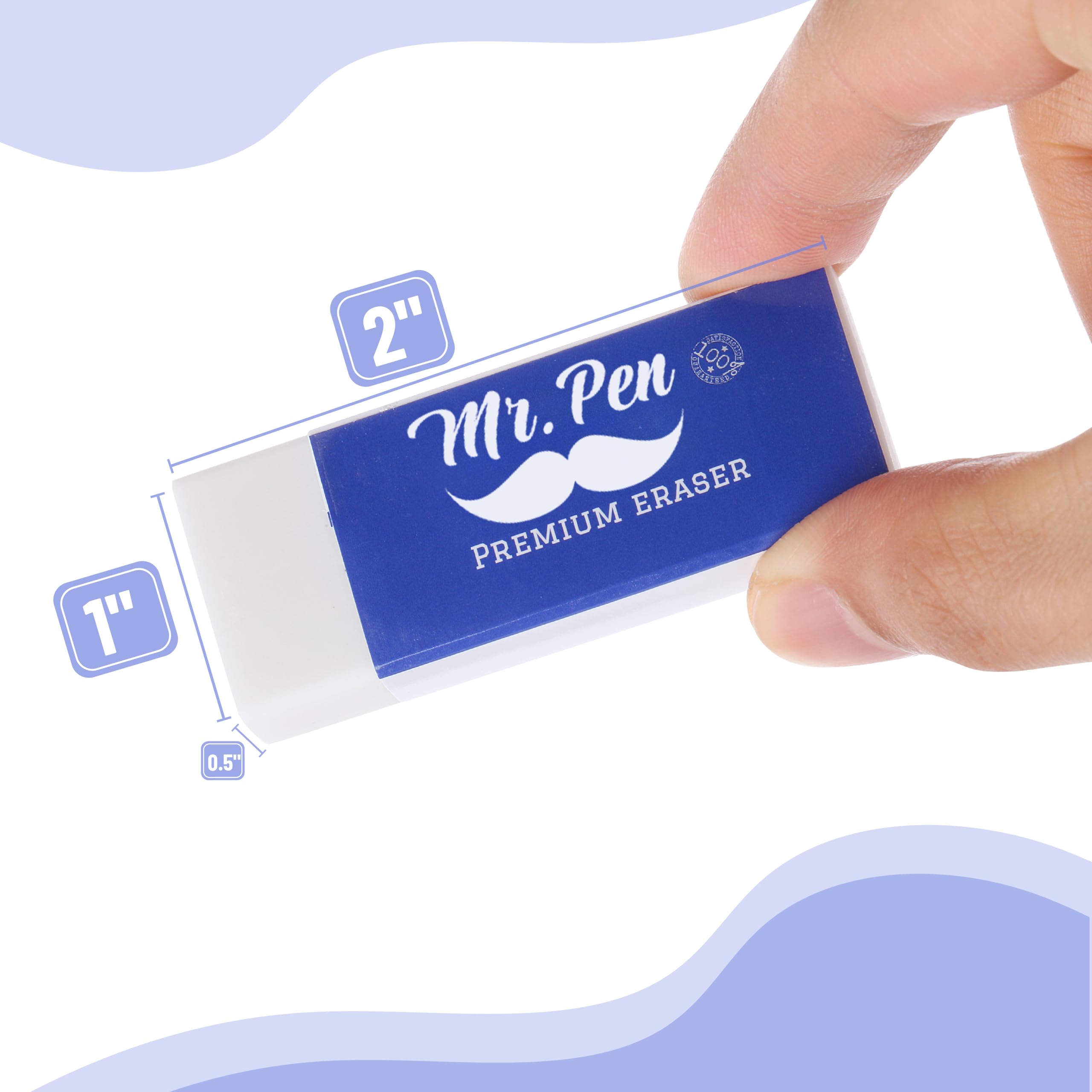 Mr. Pen Pencil Erasers, White, Large, Pack of 10
