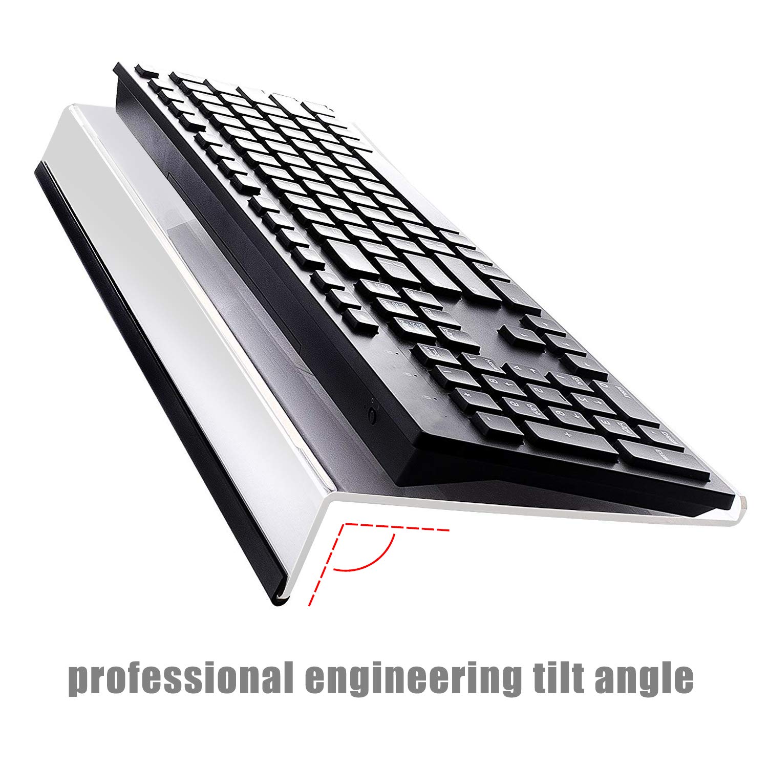 Refrze Computer Keyboard Stand PC Keyboard Stand,Titled Keyboard Stand,Clear Acrylic Keyboard Tray Holder for Easy Ergonomic Typing and Working at Home and Office Upgraded Version
