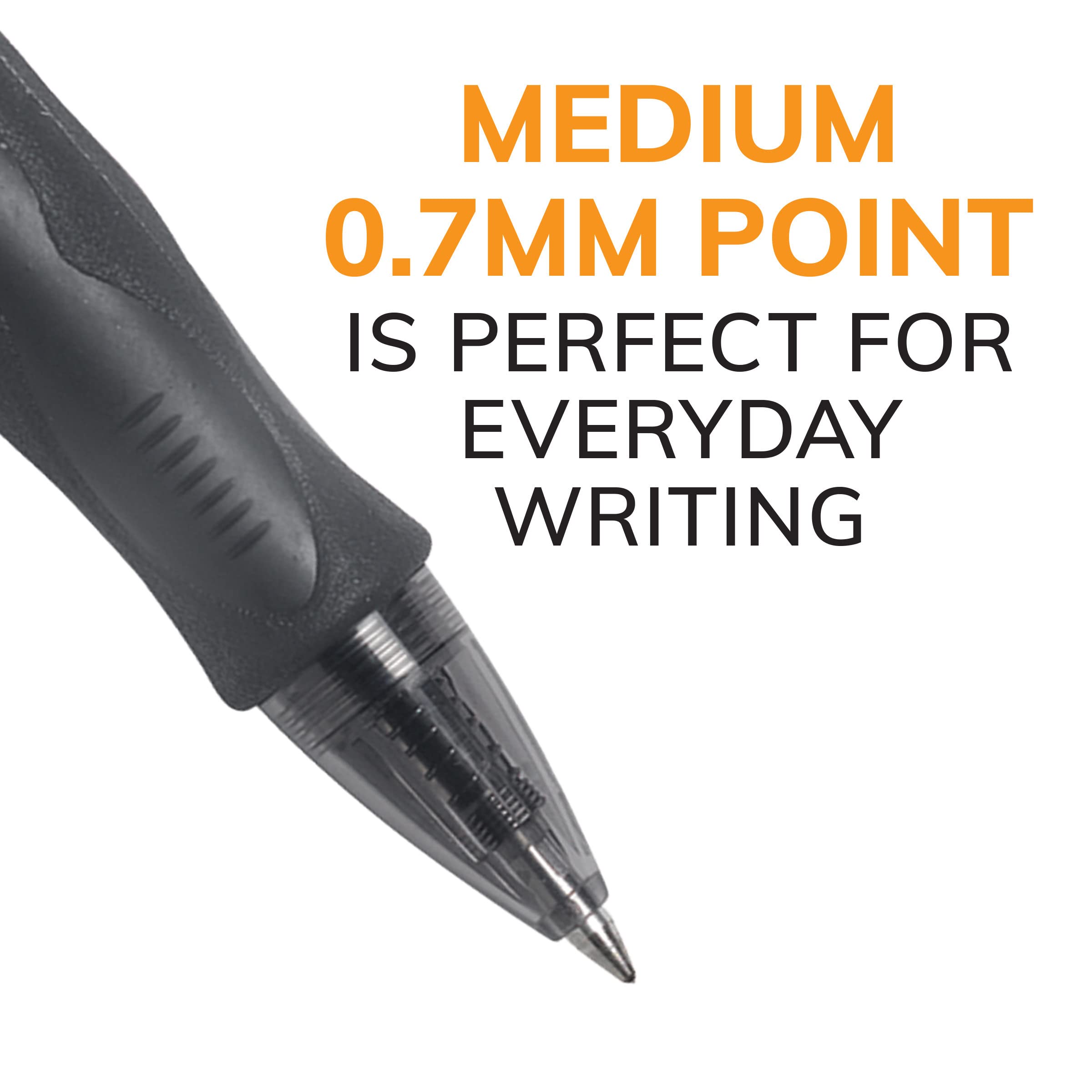 BIC Gel-ocity Original Black Gel Pens, Medium Point (0.7mm), 24-Count Pack, Retractable Gel Pens With Comfortable Grip