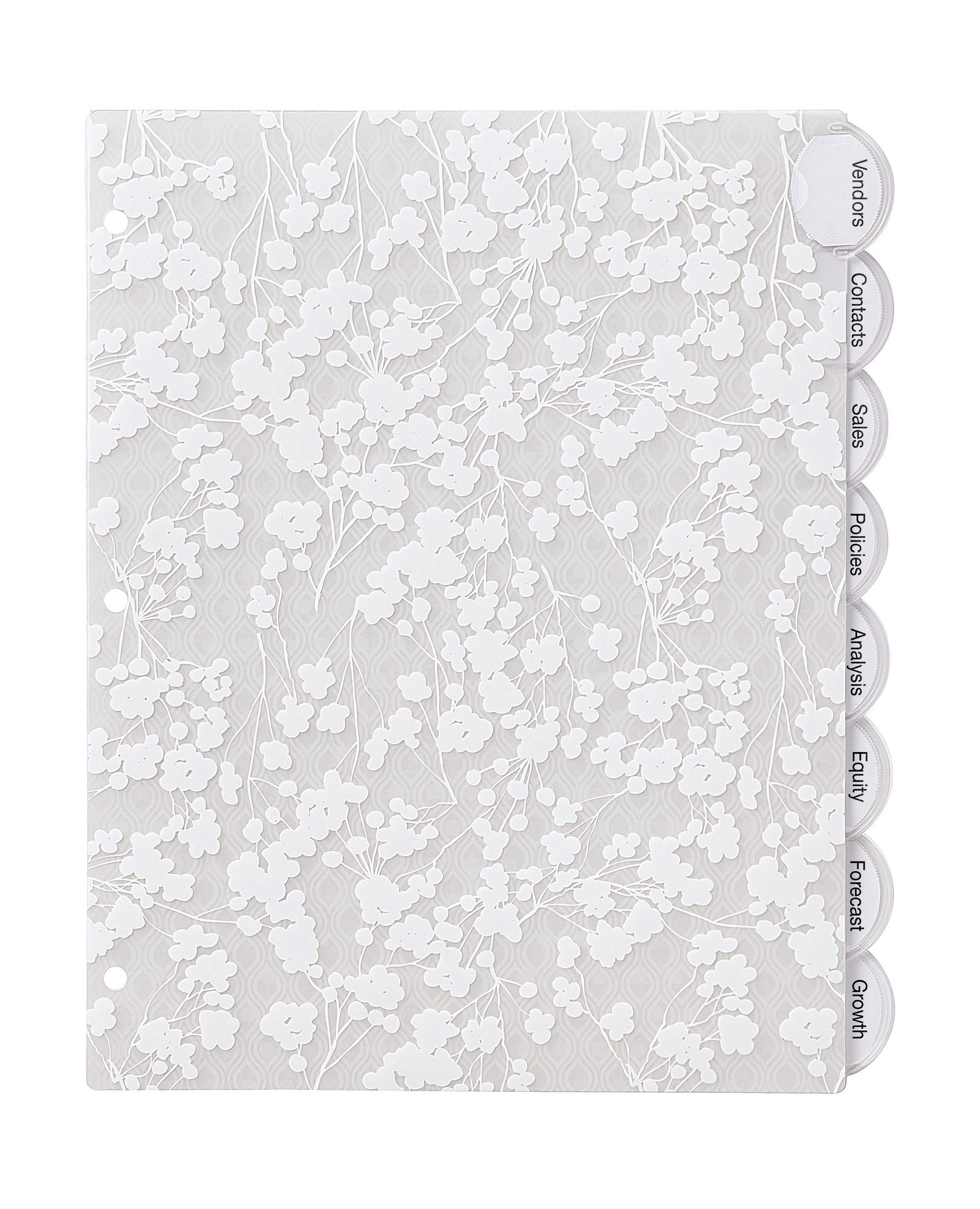 Avery Insertable Style Edge Plastic Dividers for 3 Ring Binders, 8-Tab Set, Assorted White Frosted Designs, 1 Set (11291)