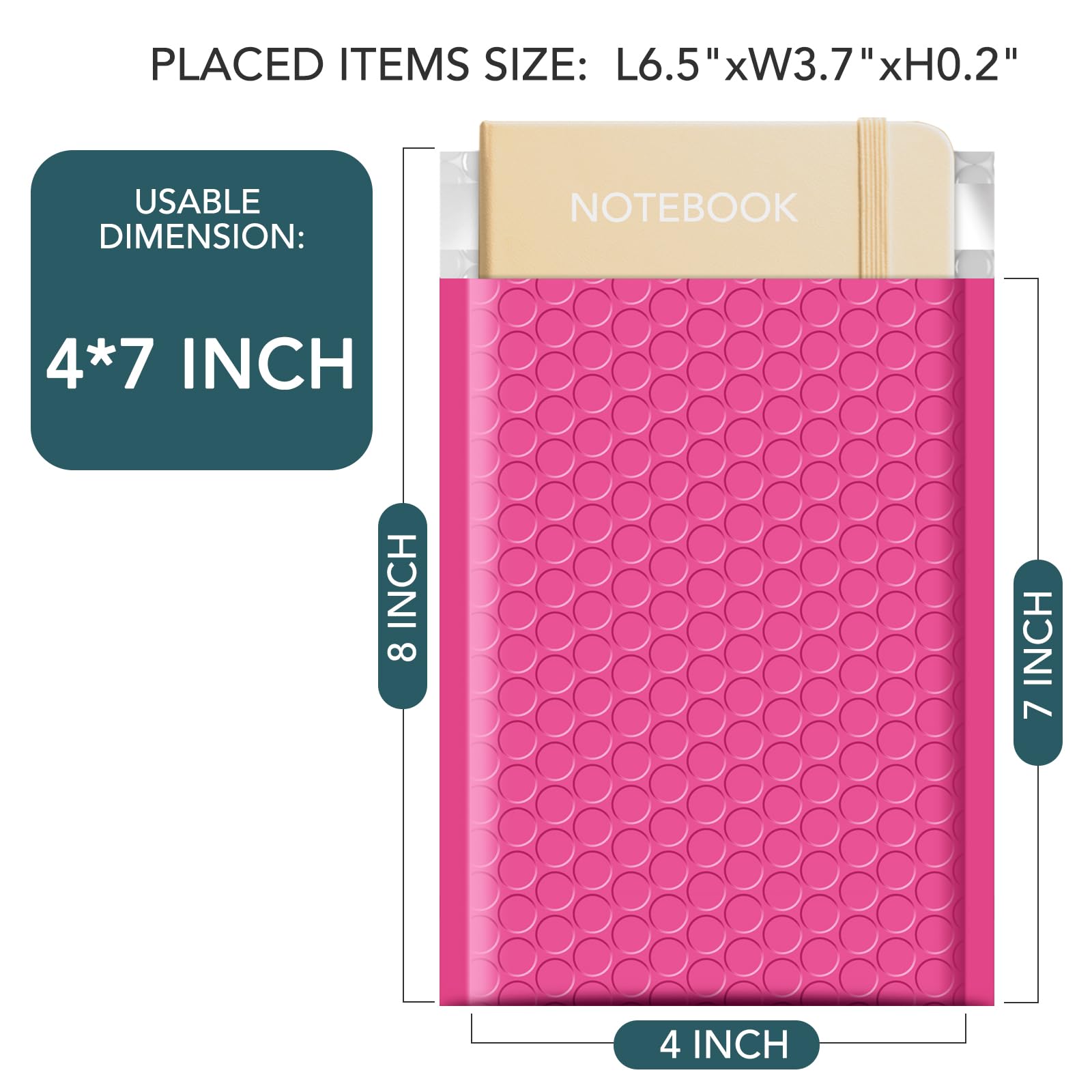 Metronic 4x8 Inch Bubble Mailer 50 Pack, Pink Bubble Mailers, Waterproof Self Seal Adhesive Shipping Bags, Cushioning Padded Envelopes for Shipping, Mailing, Packaging, Bulk #000