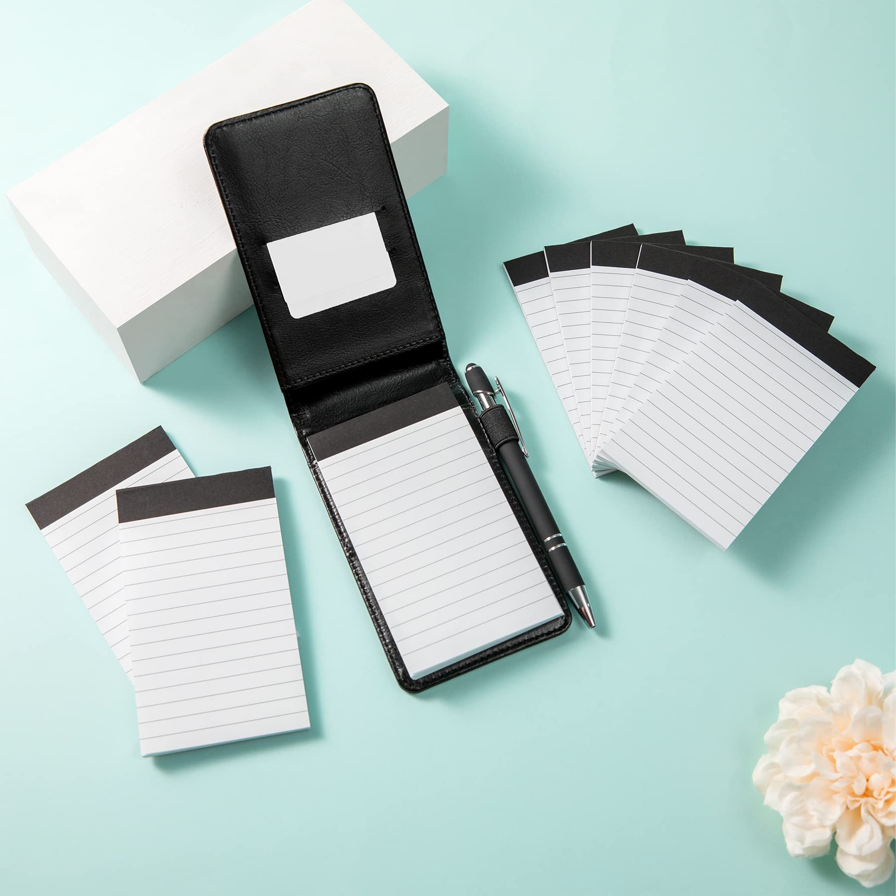 Camelmother 10 Pieces Small Notepad Holder Set Pocket Notebook 3 x 5 Inch with Pen