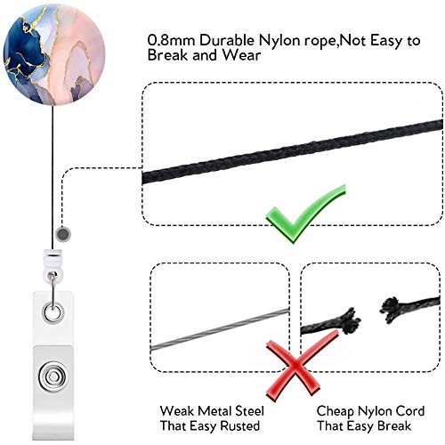 Retractable Badge Holders, Cute Nursing Badge Reel, Badge Clip ID Card Holders (3pack Pretty Marble)