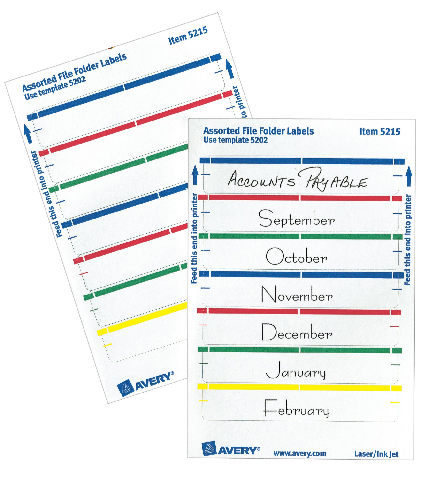 Avery File Folder Labels on 4" x 6" Sheets, Easy Peel, Assorted, Print & Handwrite, 2/3" x 3-7/16", 252 Labels (5215)