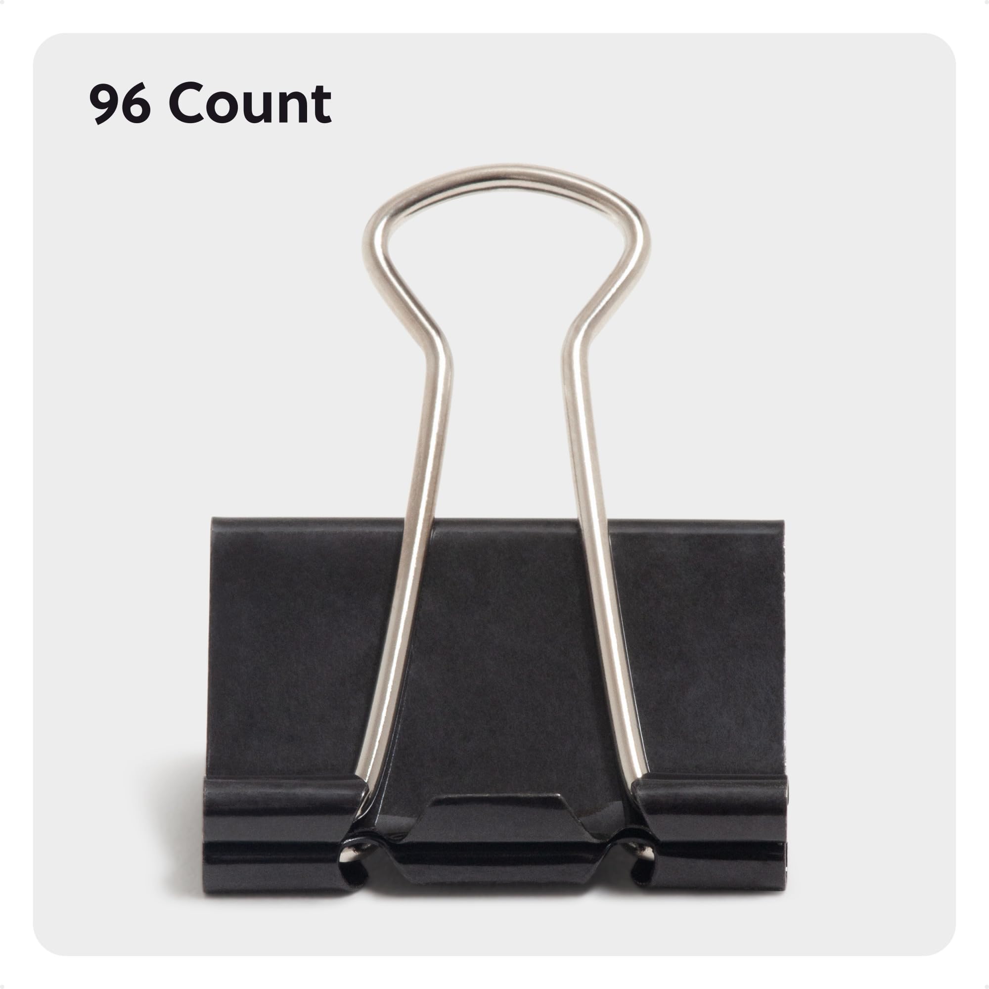 U Brands Binder Clips, Medium 1-1/4-Inch Width, 1/2-Inch Paper Holding Capacity, Black and Silver Steel, 96-Count - 656U08-24