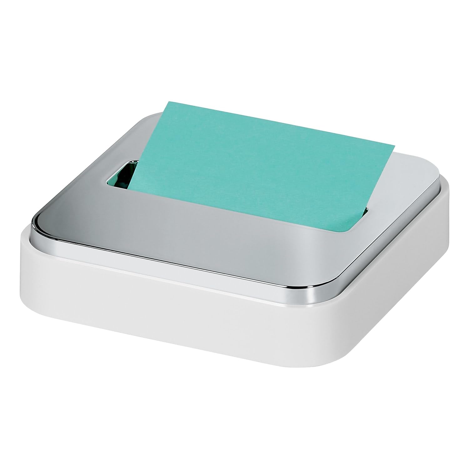 Post-it Dispenser Sticky Dispenser, 3x3 in, White & Silver, Easy One Handed Dispensing (STL-330-W)