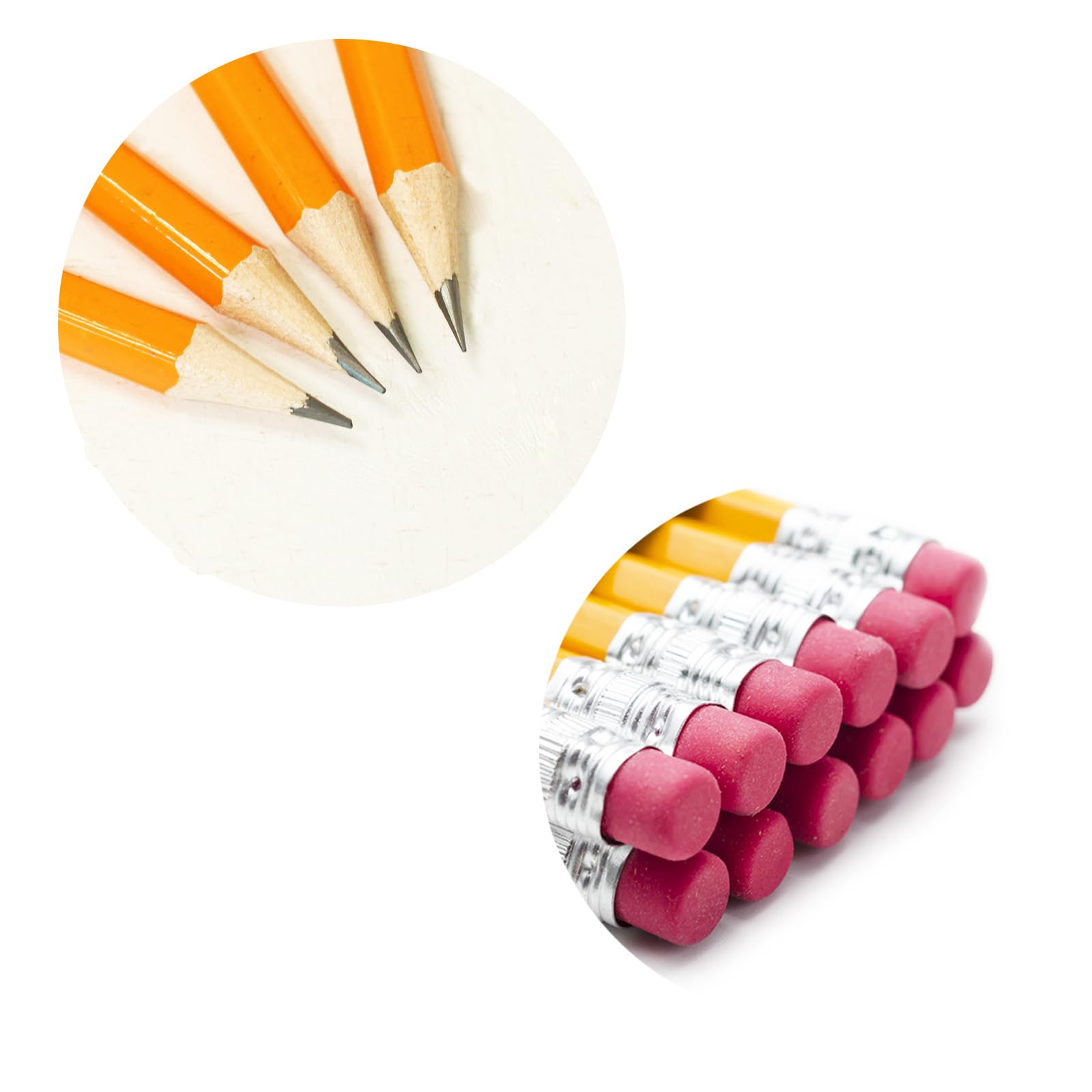 SKKSTATIONERY 50 Pcs Pre-sharpened pencils, Pencils Sharpened with eraser top, 2 HB pencil, 50/box