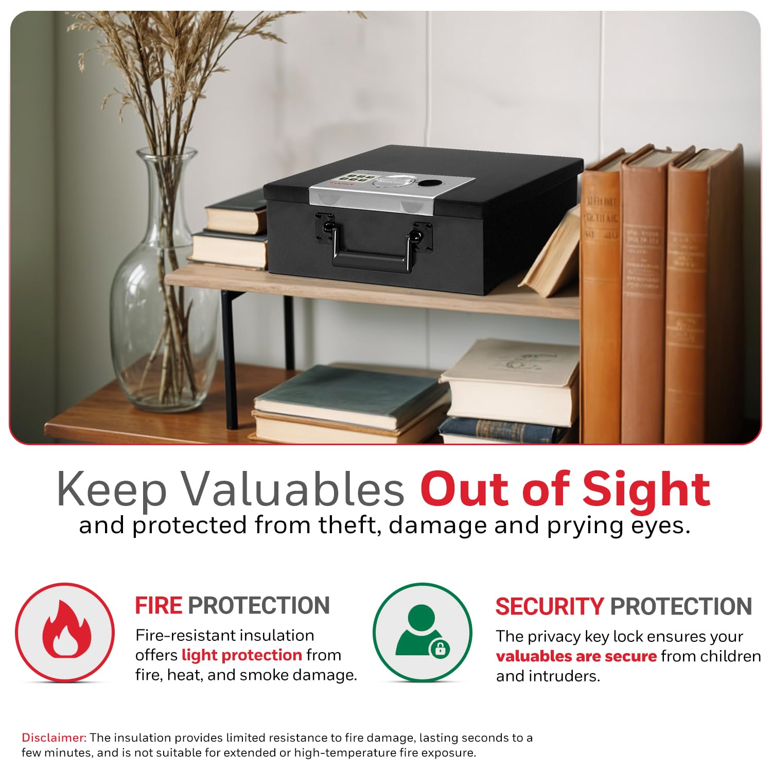 Honeywell Safes & Door Locks 6108 Fire Resistant Steel Security Safe Box with Digital Lock, 0.26-Cubic Feet, Black